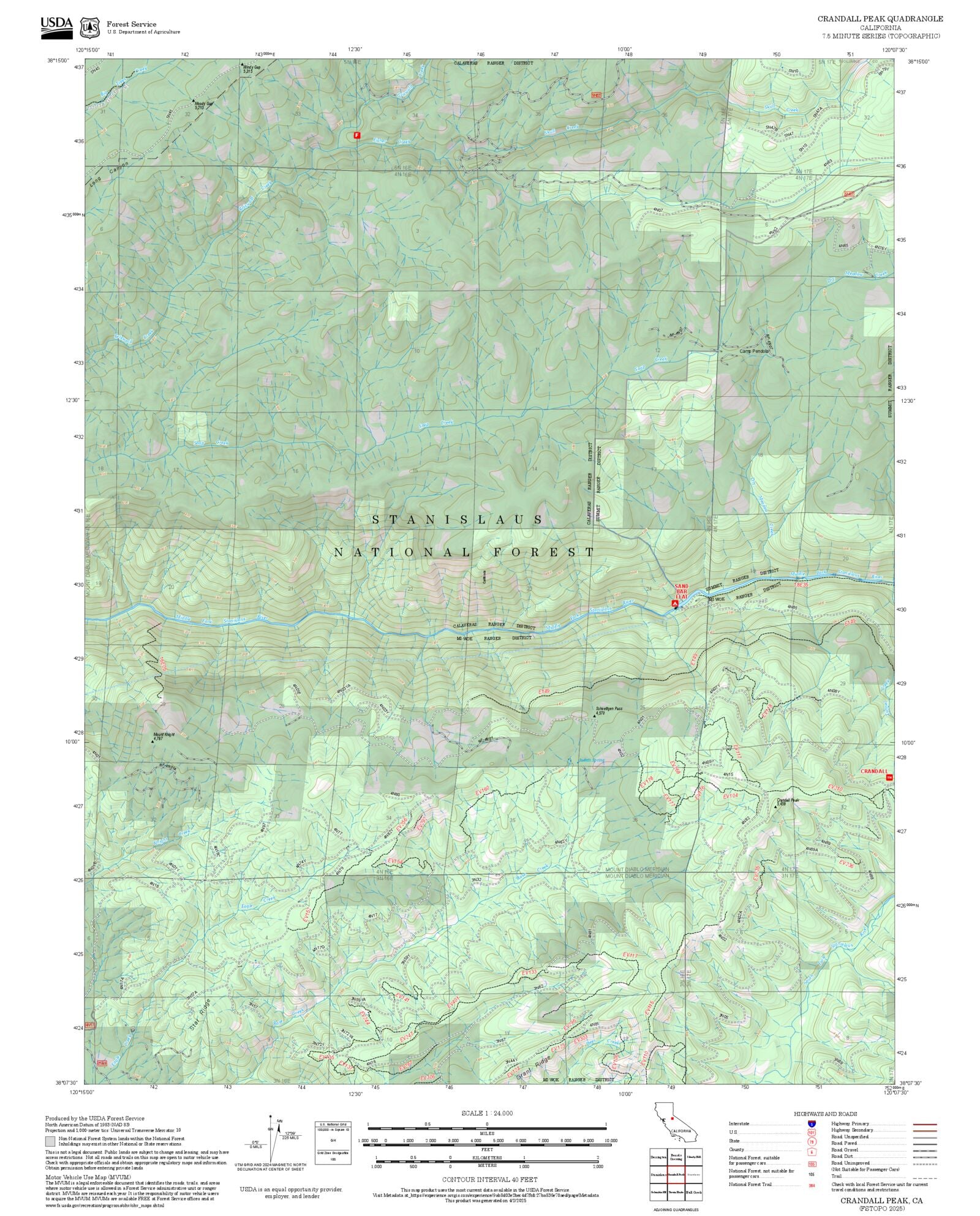 2025 Forest Service Topo Map of Crandall Peak California – MyTopo Map Store