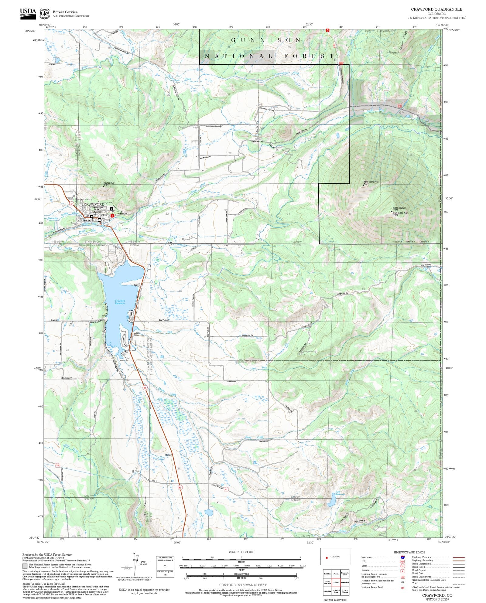 2025 Forest Service Topo Map of Crawford Colorado – MyTopo Map Store