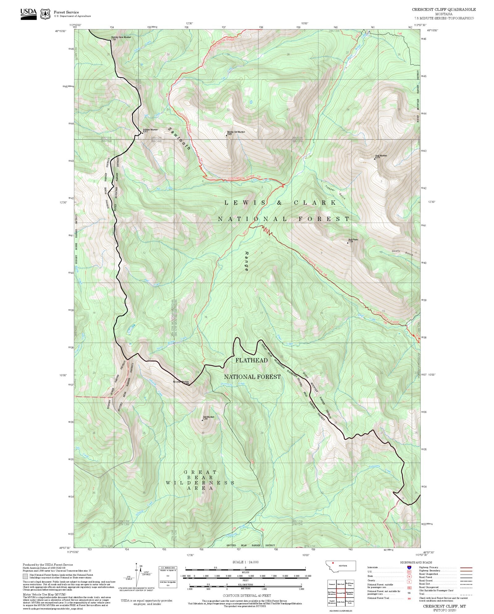 2025 Forest Service Topo Map of Crescent Cliff Montana – MyTopo Map Store