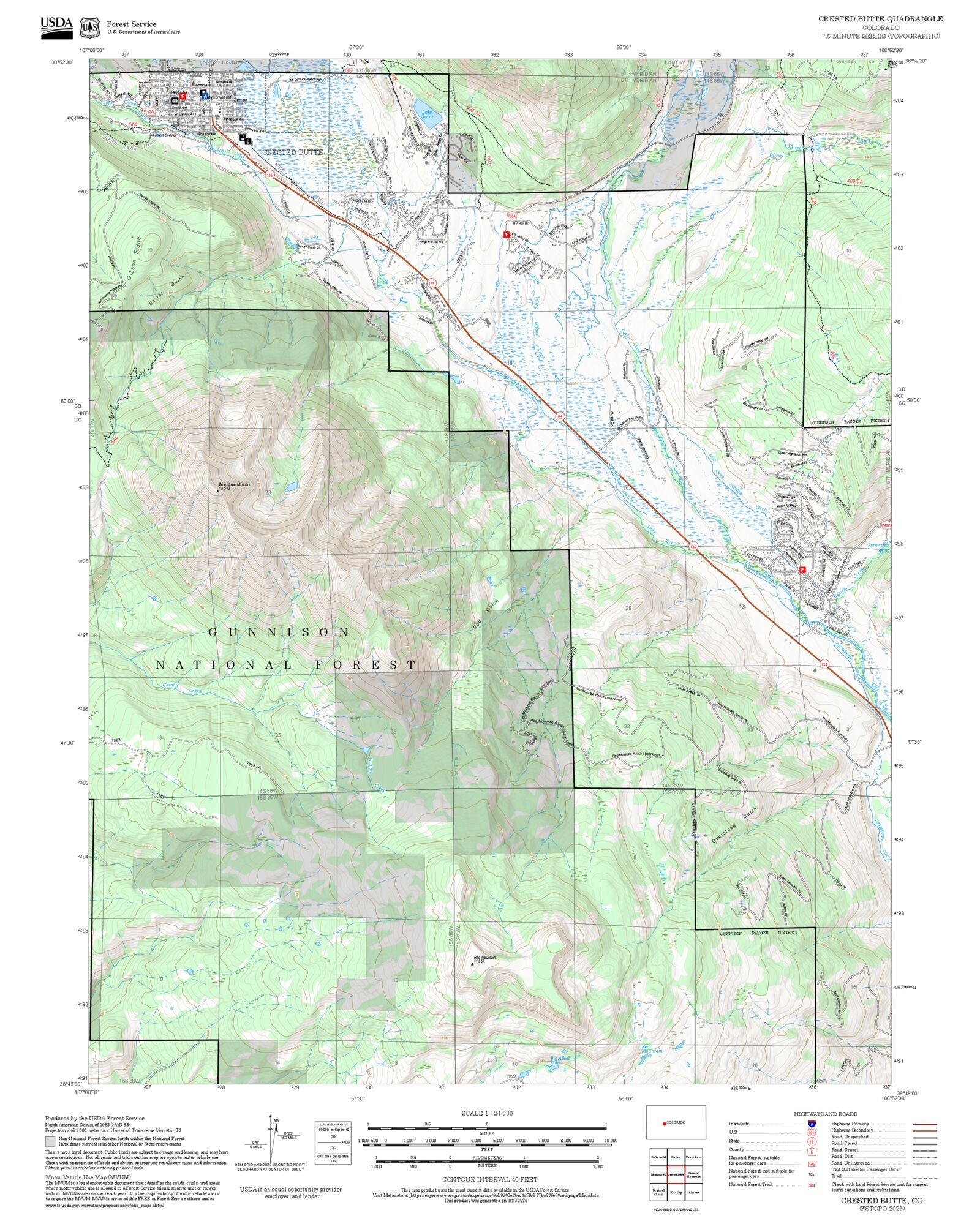 2025 Forest Service Topo Map of Crested Butte Colorado – MyTopo Map Store