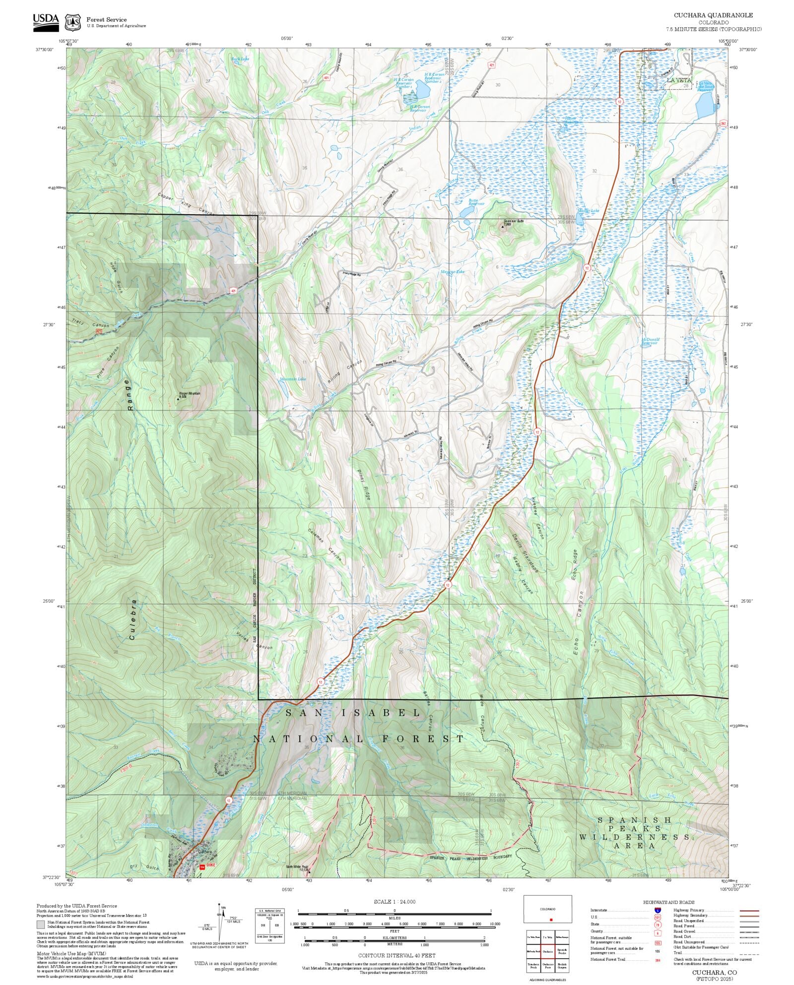 2025 Forest Service Topo Map of Cuchara Colorado – MyTopo Map Store