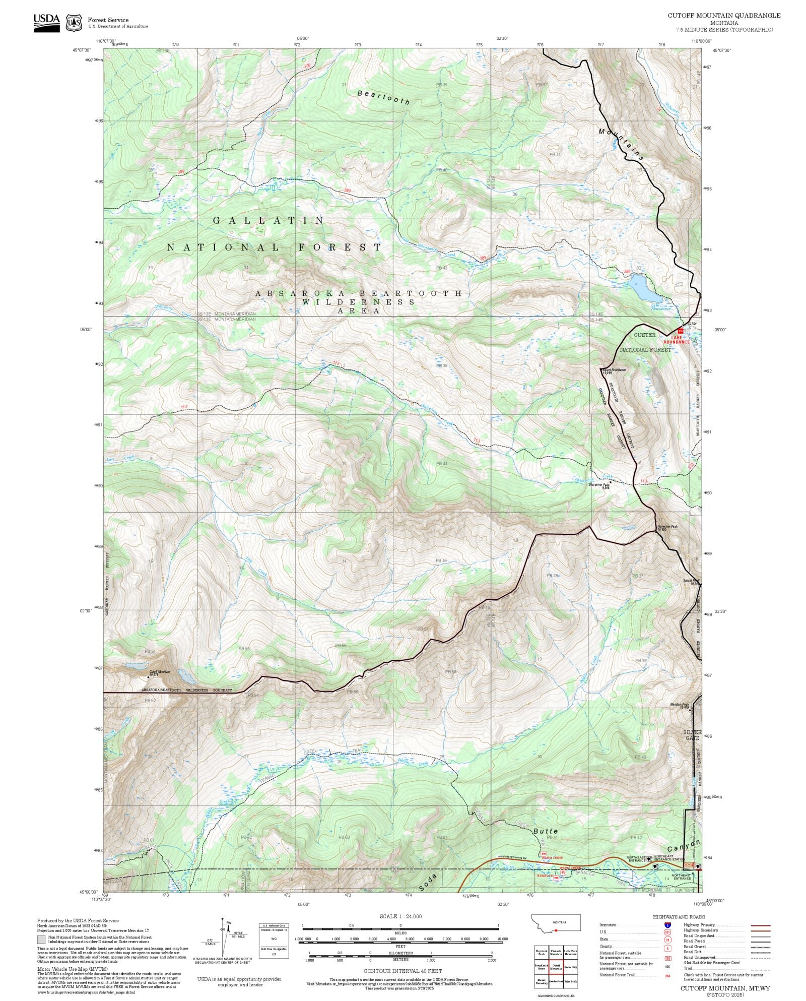 2025 Forest Service Topo Map of Cutoff Mountain Montana – MyTopo Map Store