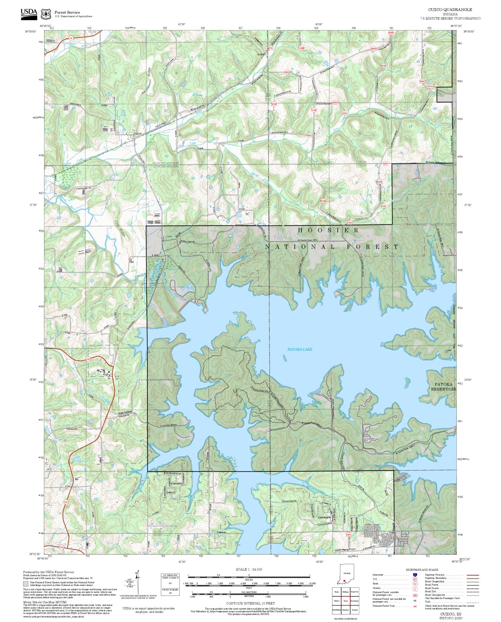 2025 Forest Service Topo Map of Cuzco Indiana – MyTopo Map Store