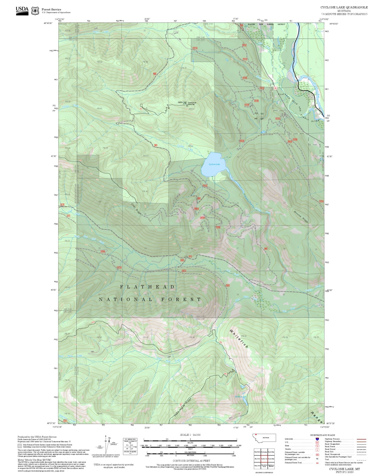 2025 Forest Service Topo Map of Cyclone Lake Montana – MyTopo Map Store