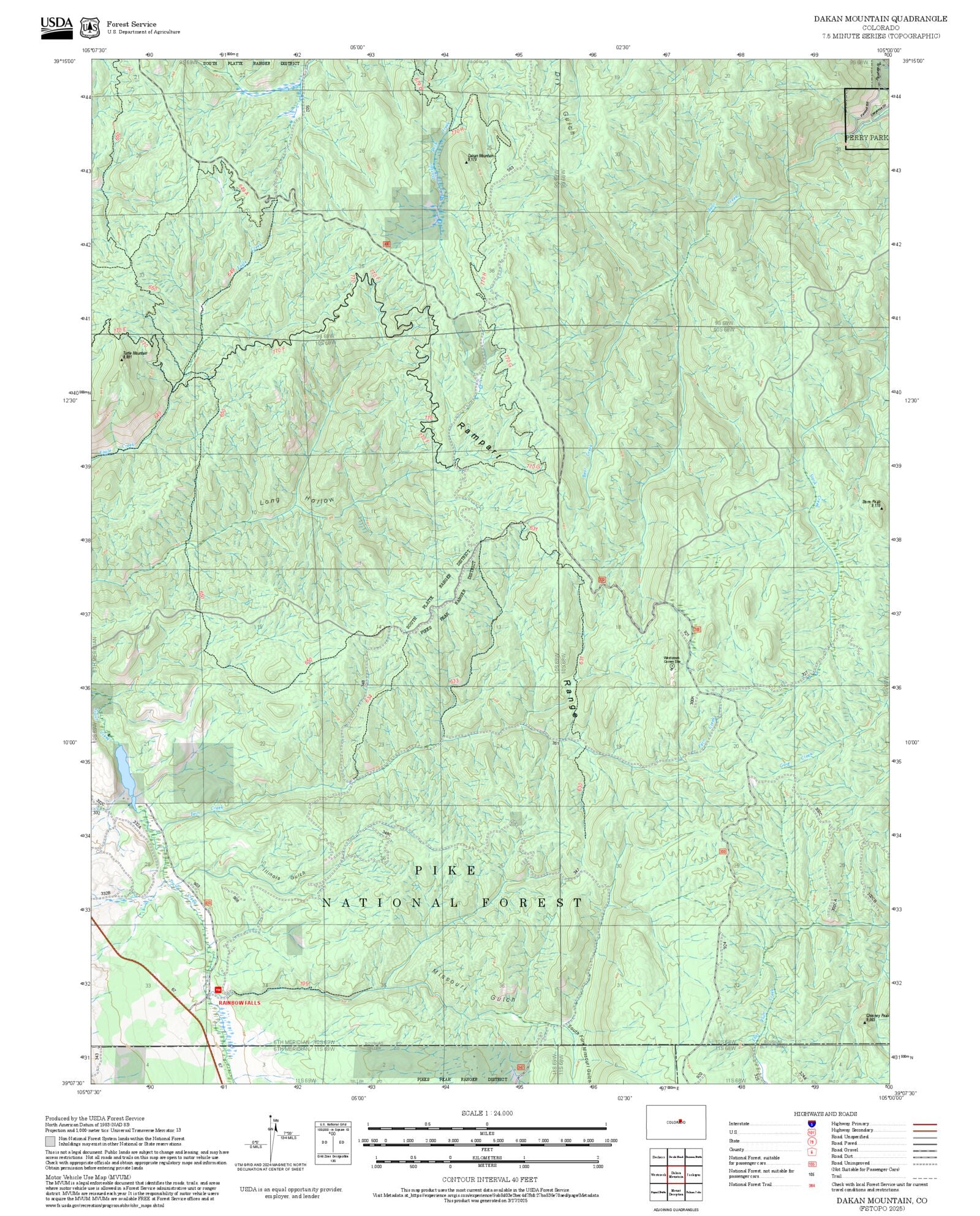 2025 Forest Service Topo Map of Dakan Mountain Colorado – MyTopo Map Store