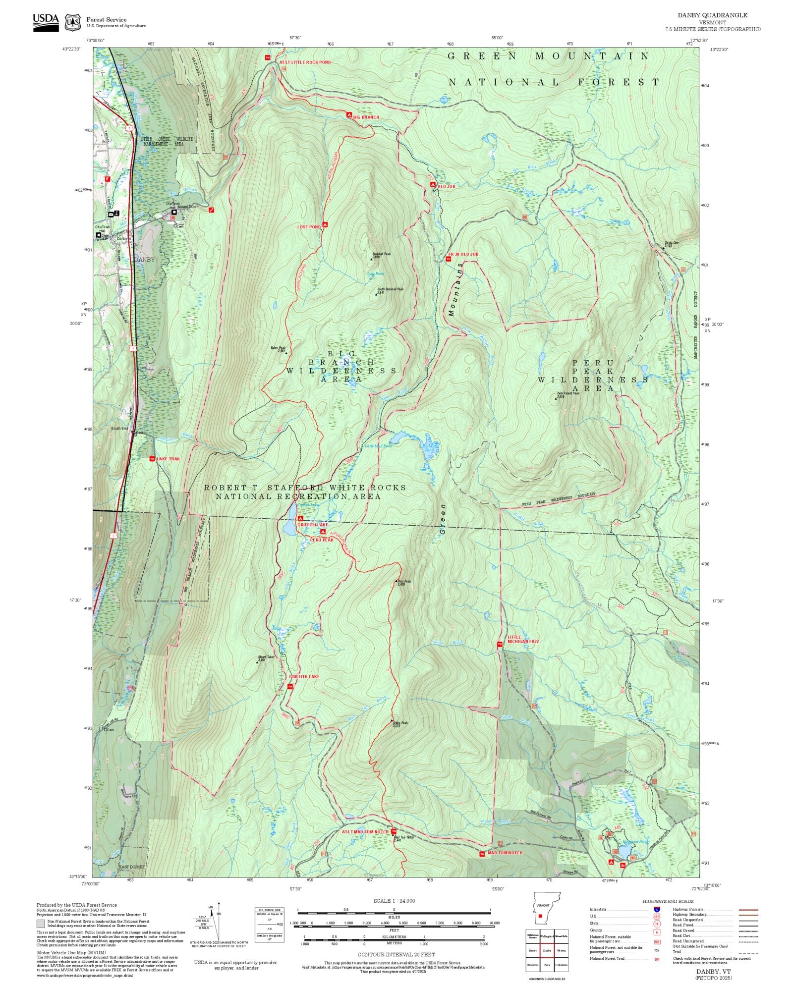 2025 Forest Service Topo Map of Danby Vermont – MyTopo Map Store