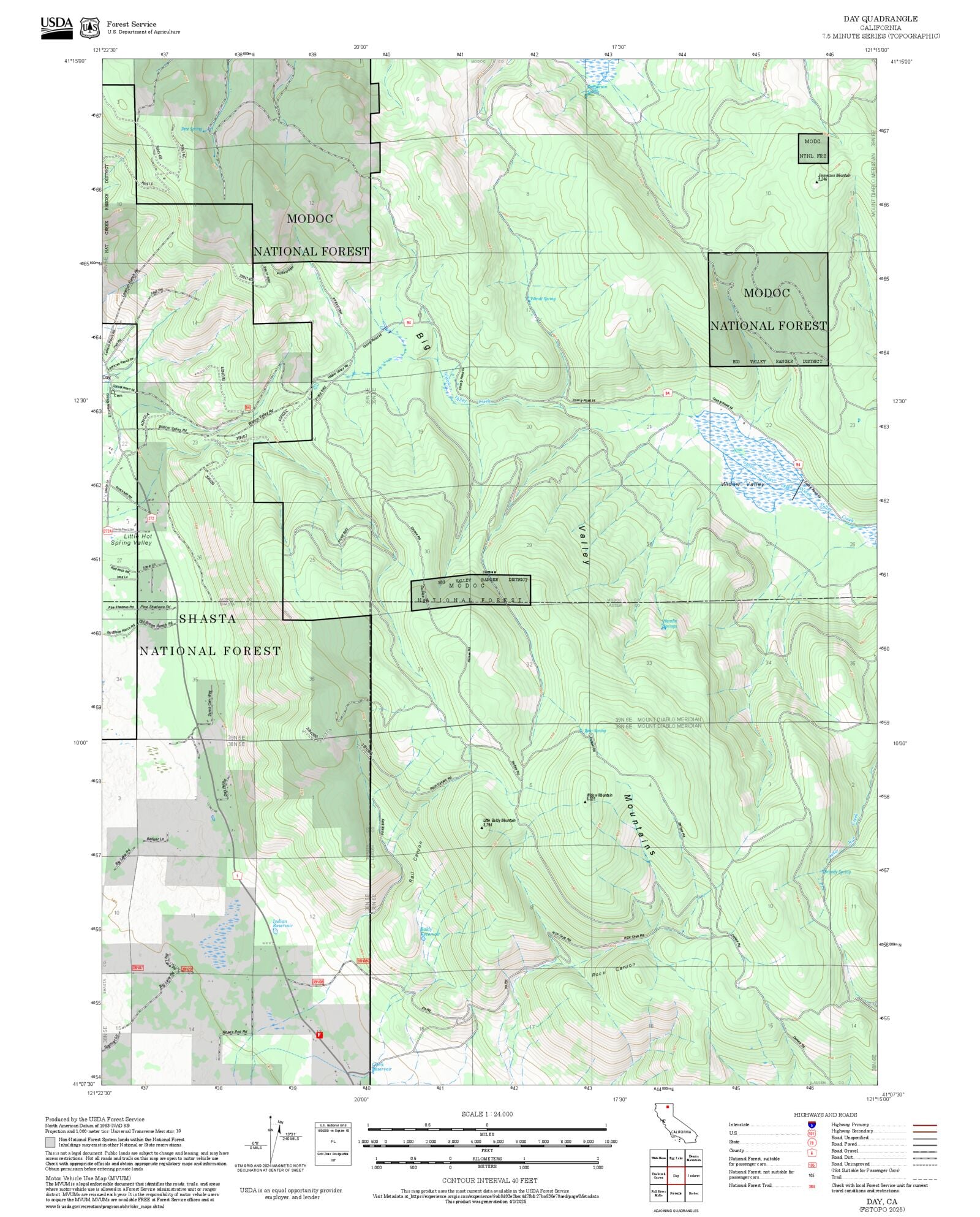 2025 Forest Service Topo Map of Day California – MyTopo Map Store