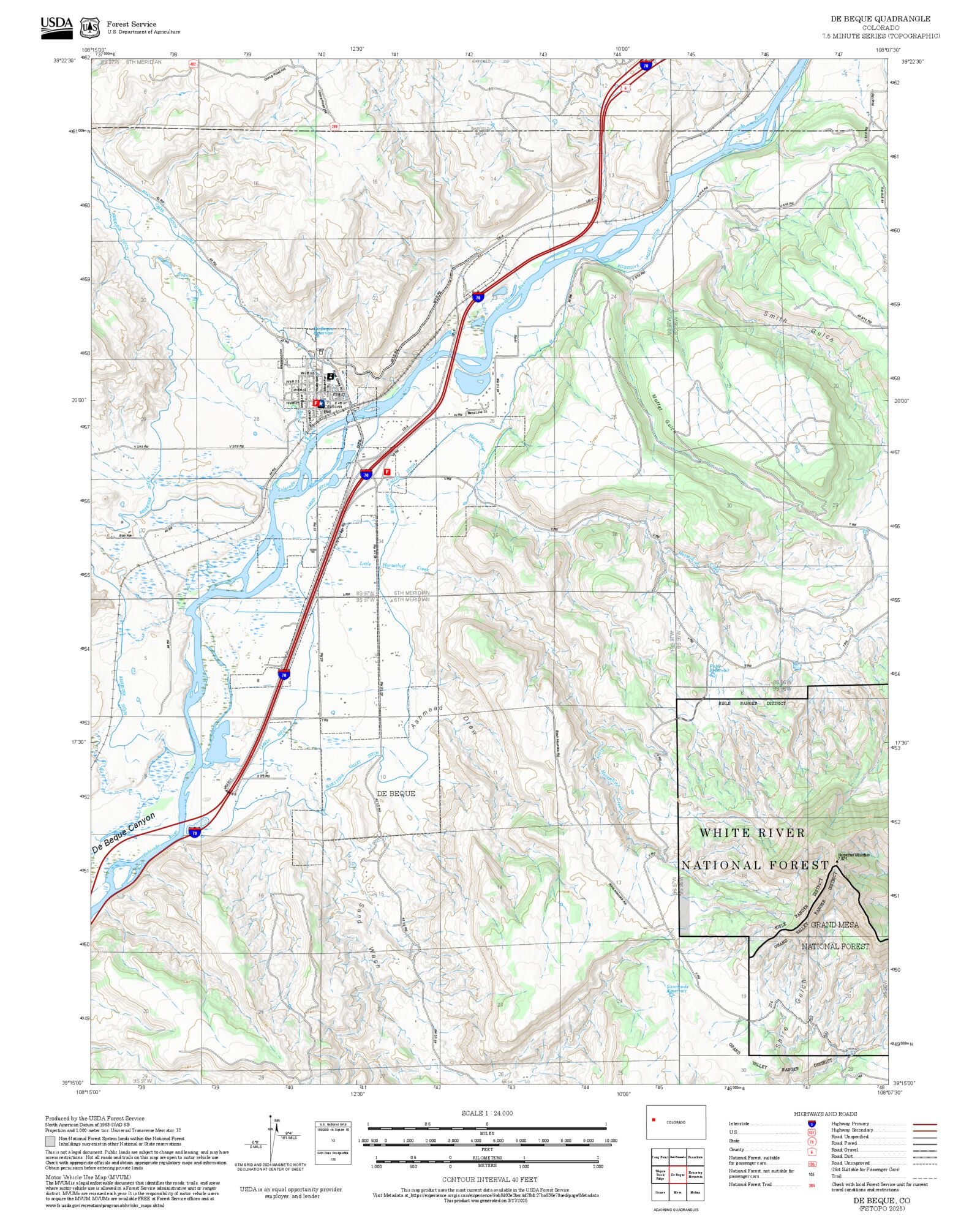 2025 Forest Service Topo Map of De Beque Colorado – MyTopo Map Store
