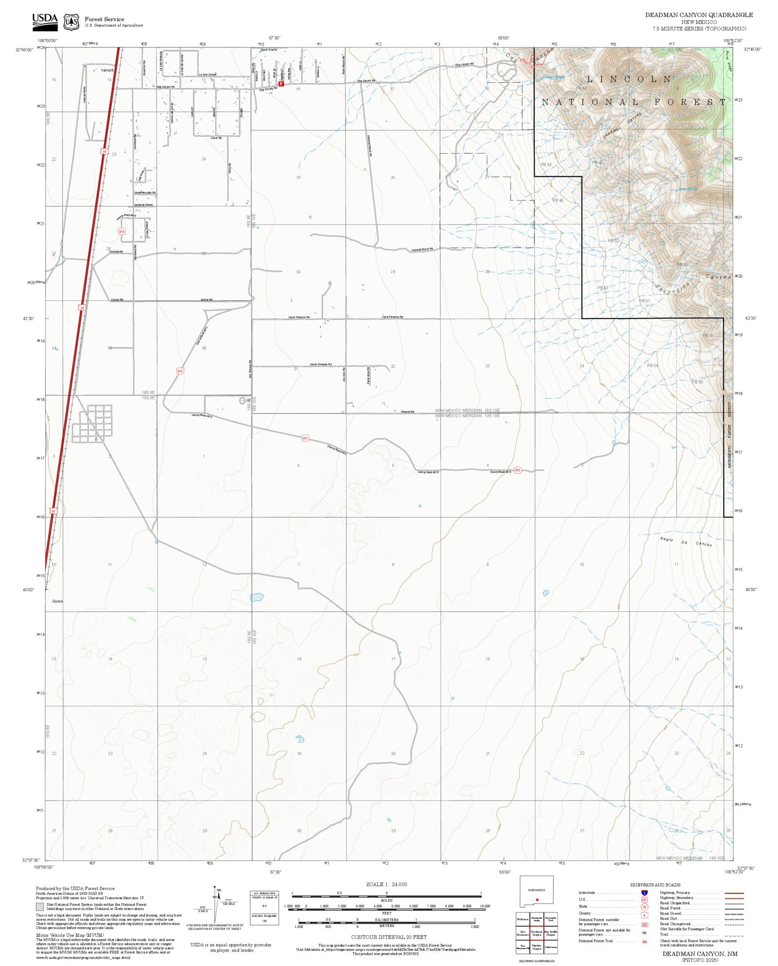 2025 Forest Service Topo Map of Deadman Canyon New Mexico – MyTopo Map ...