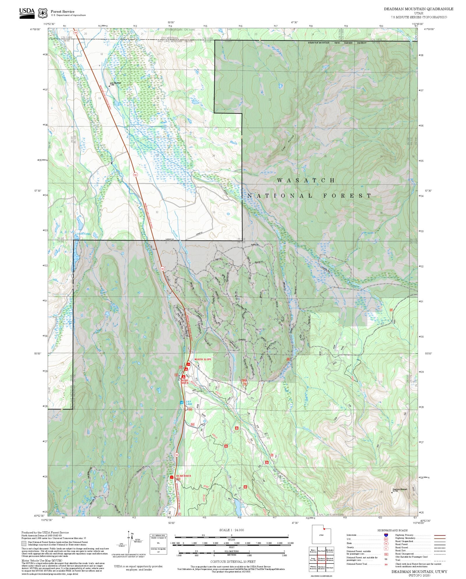 2025 Forest Service Topo Map of Deadman Mountain Utah – MyTopo Map Store