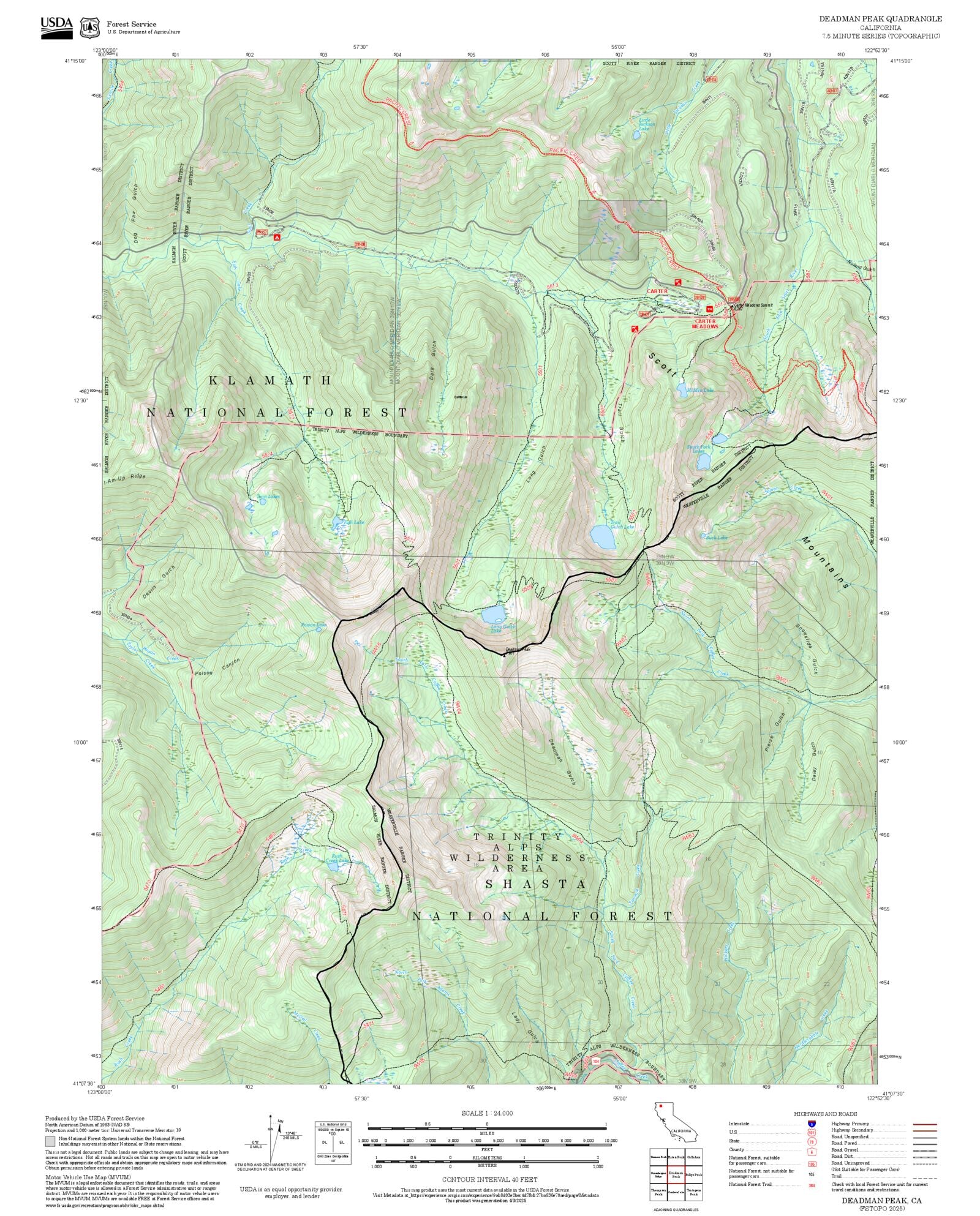2025 Forest Service Topo Map of Deadman Peak California – MyTopo Map Store