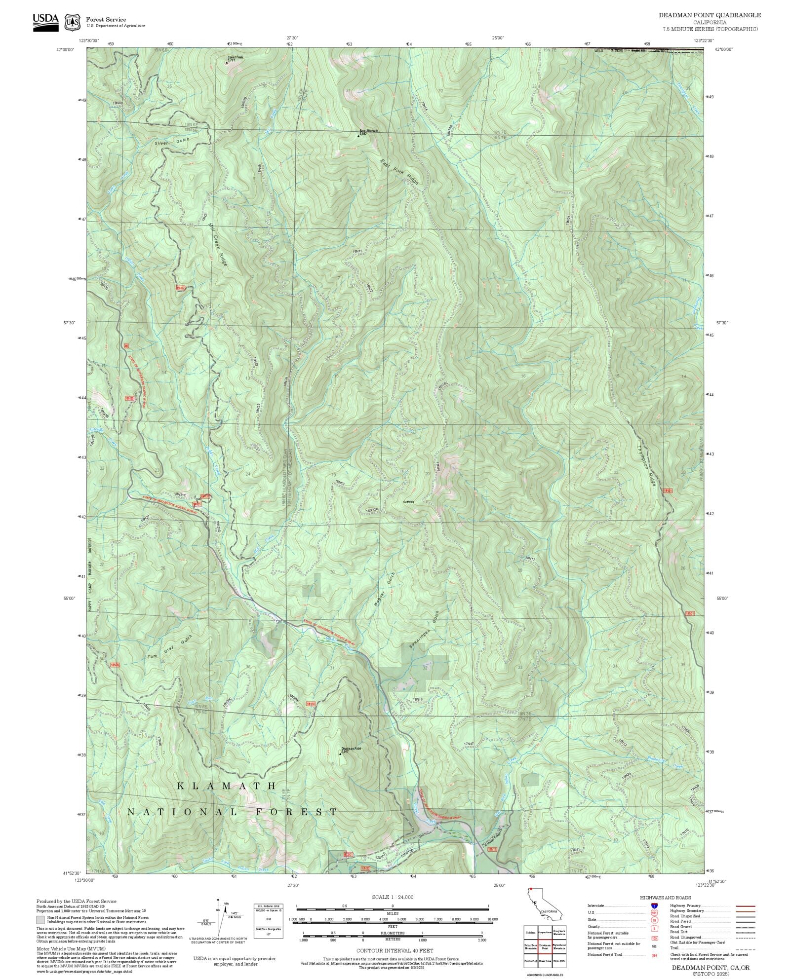 2025 Forest Service Topo Map of Deadman Point California – MyTopo Map Store