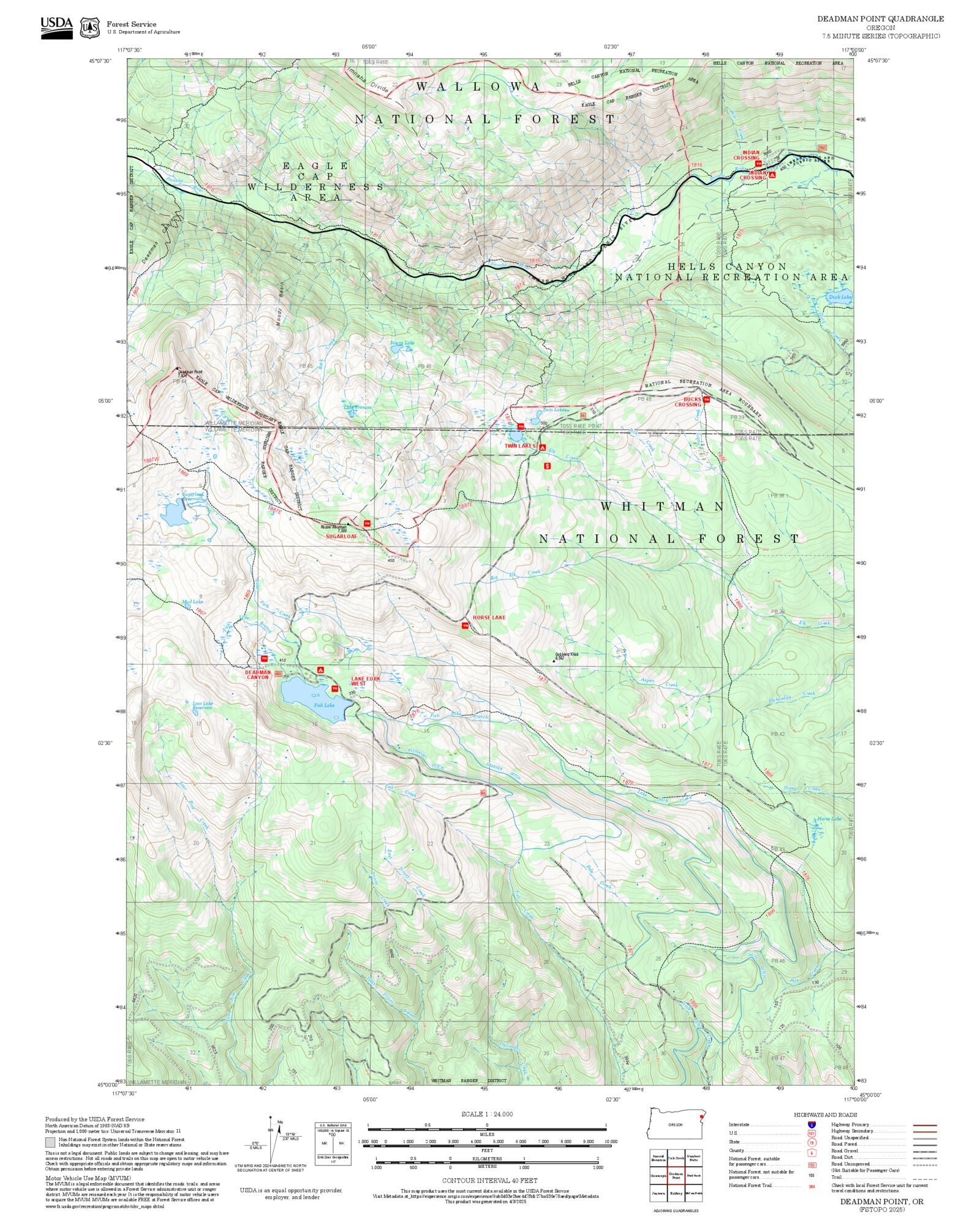 2025 Forest Service Topo Map of Deadman Point Oregon – MyTopo Map Store