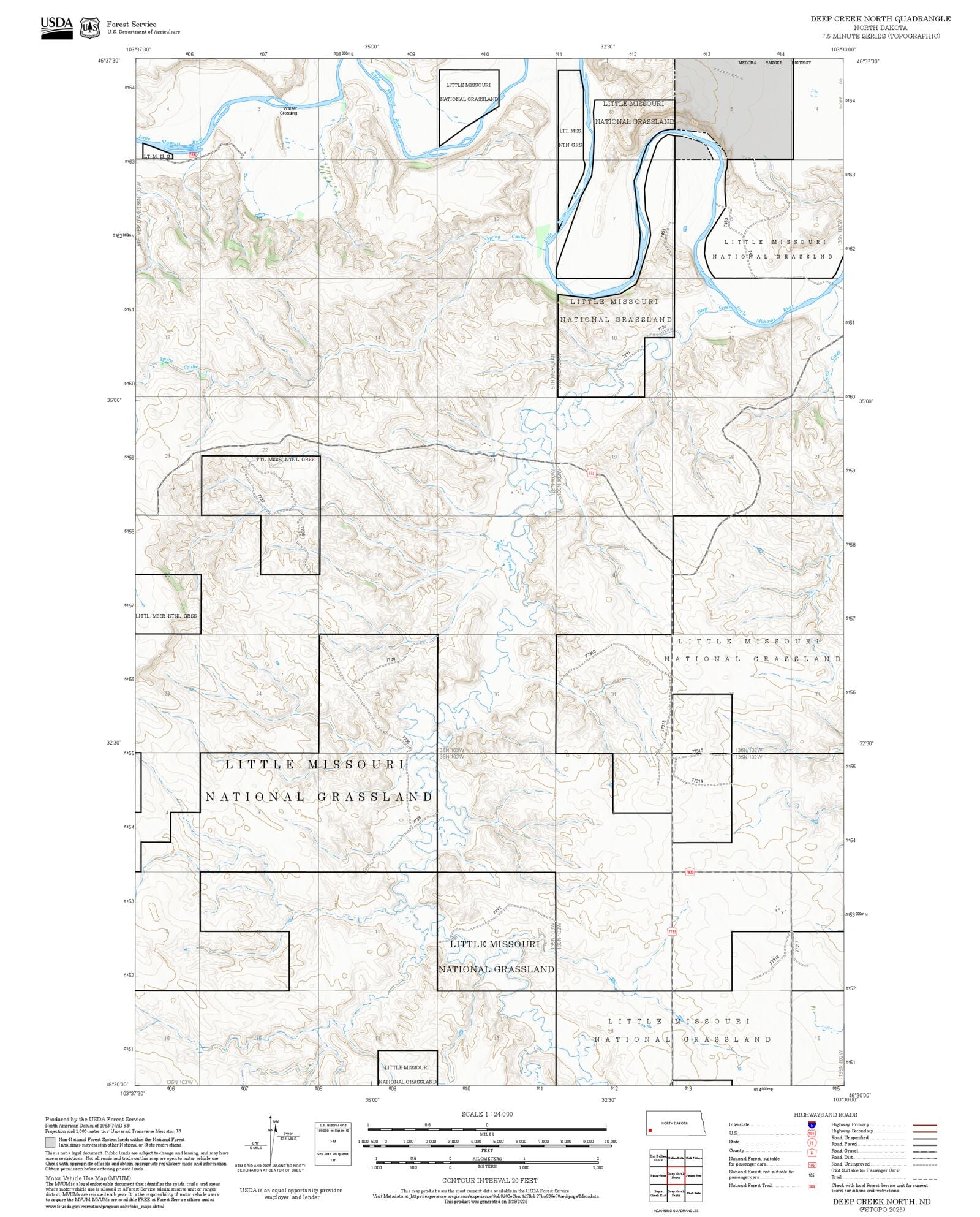 2025 Forest Service Topo Map of Deep Creek North North Dakota – MyTopo ...