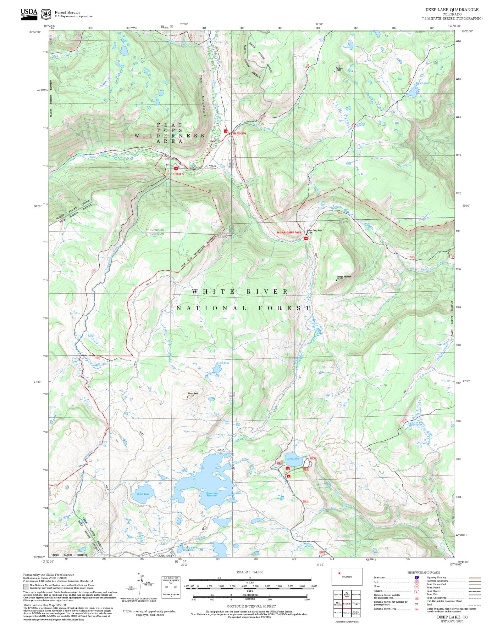2025 Forest Service Topo Map of Deep Lake Colorado – MyTopo Map Store