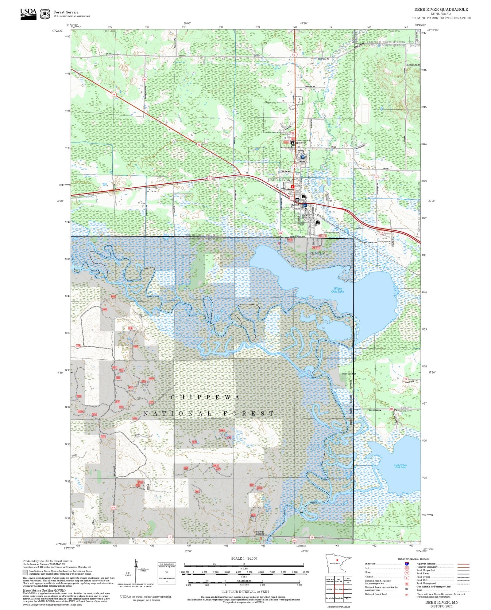 2025 Forest Service Topo Map of Deer River Minnesota – MyTopo Map Store