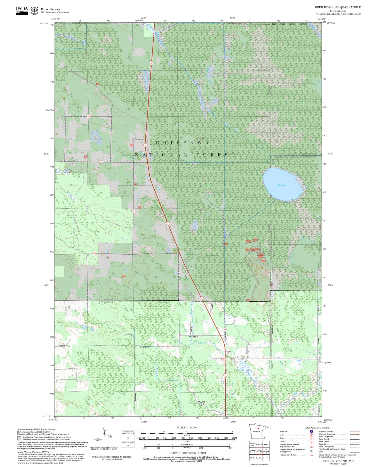 2025 Forest Service Topo Map of Deer River NE Minnesota – MyTopo Map Store