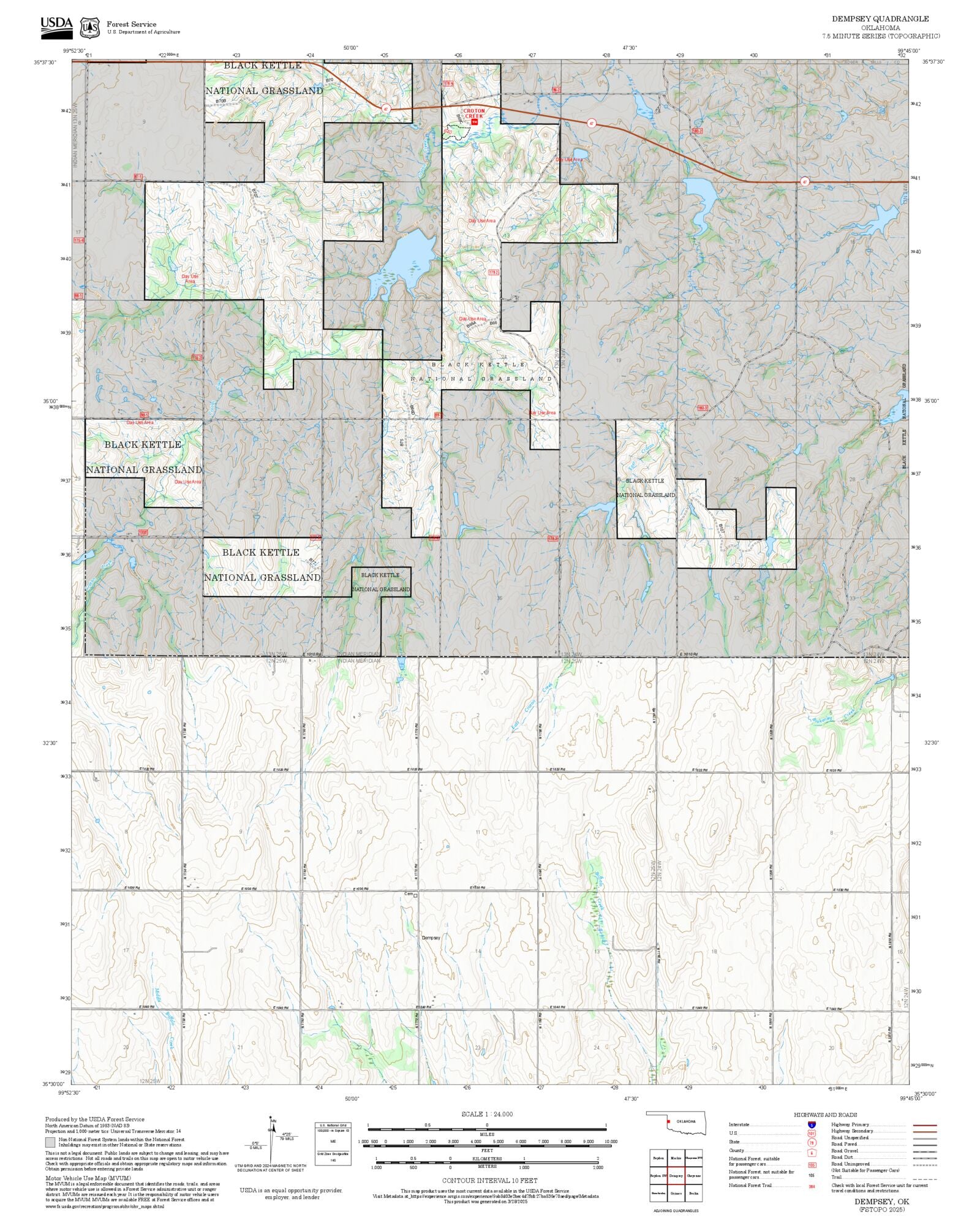 2025 Forest Service Topo Map of Dempsey Oklahoma – MyTopo Map Store