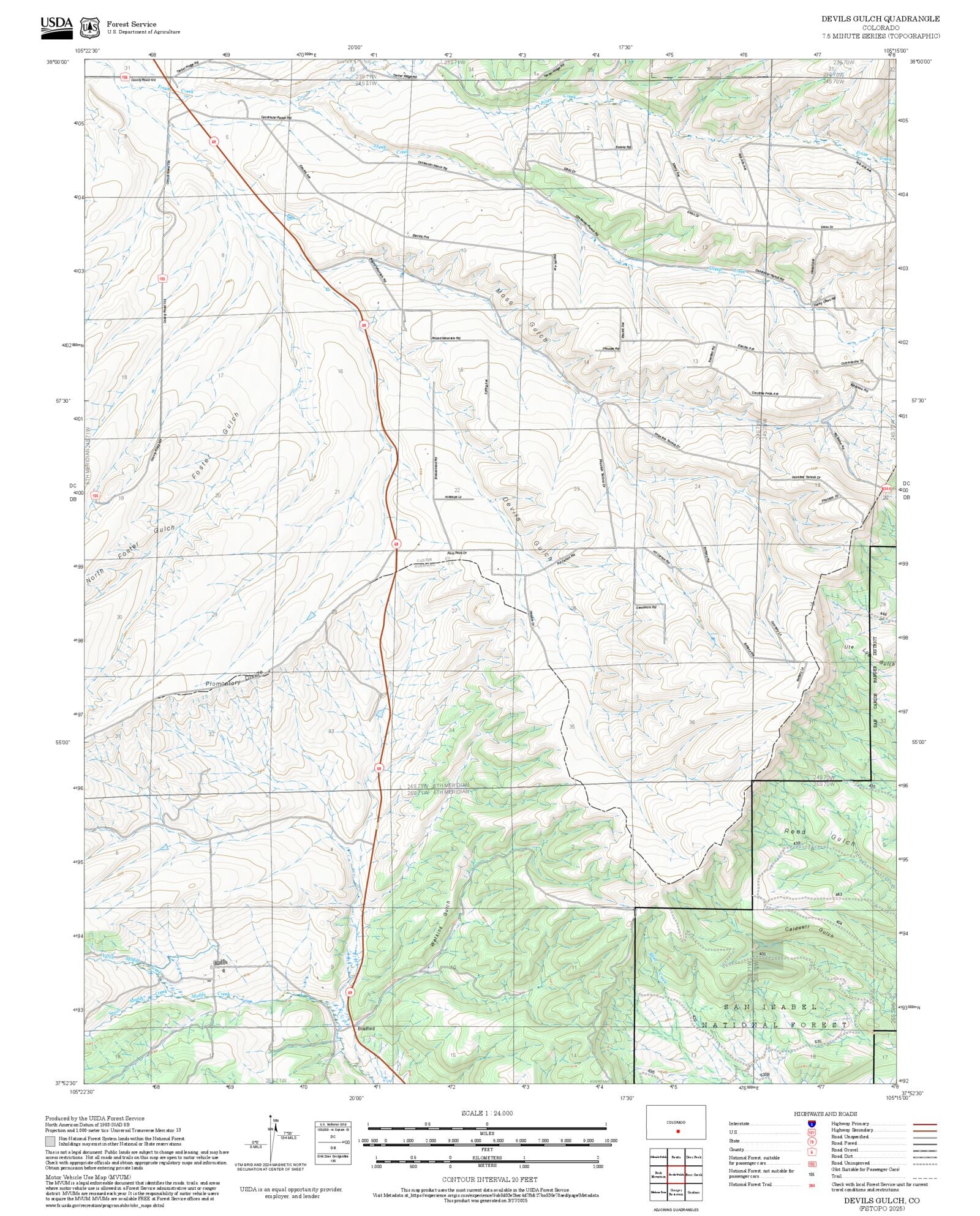2025 Forest Service Topo Map of Devils Gulch Colorado – MyTopo Map Store