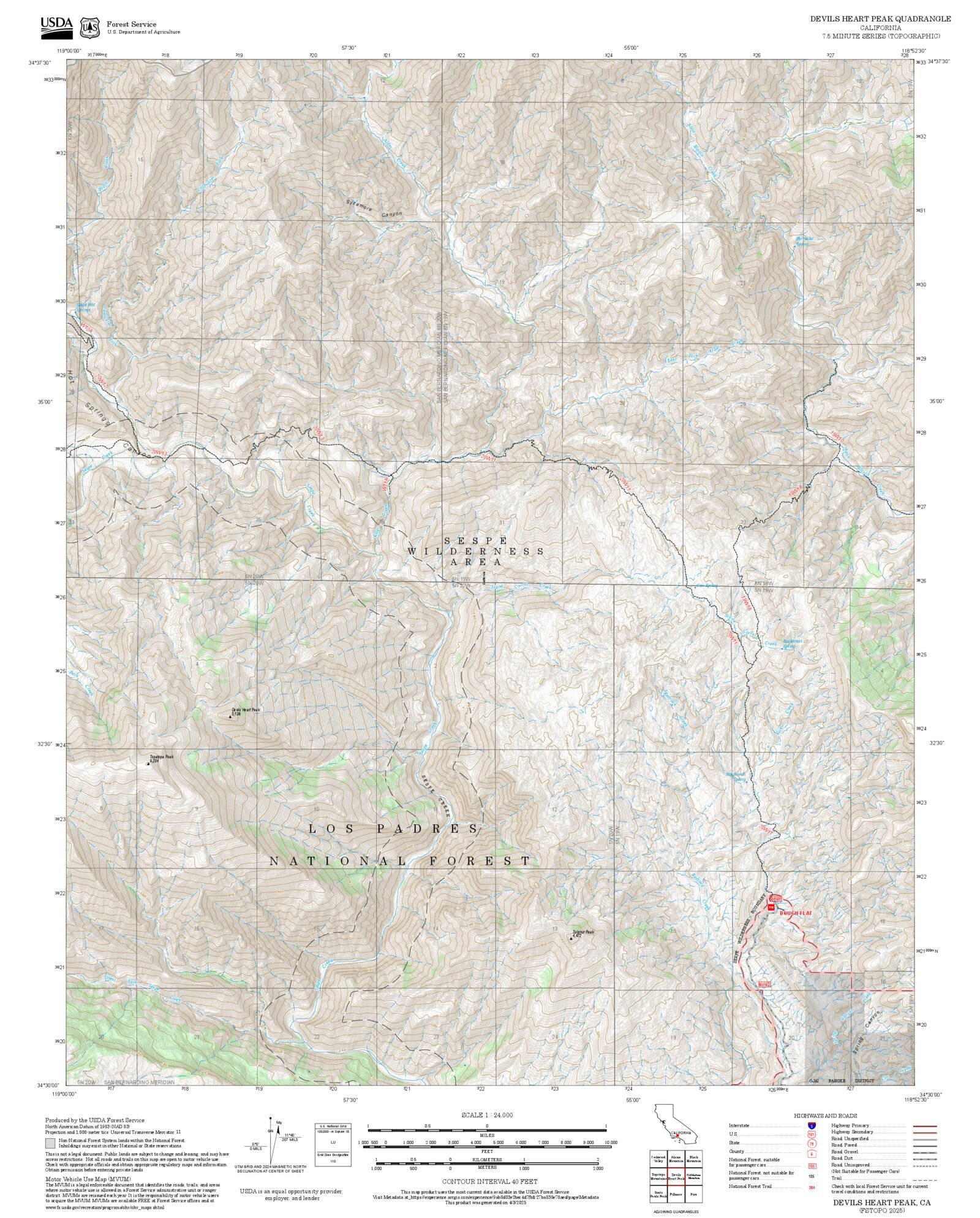 2025 Forest Service Topo Map of Devils Heart Peak California – MyTopo ...