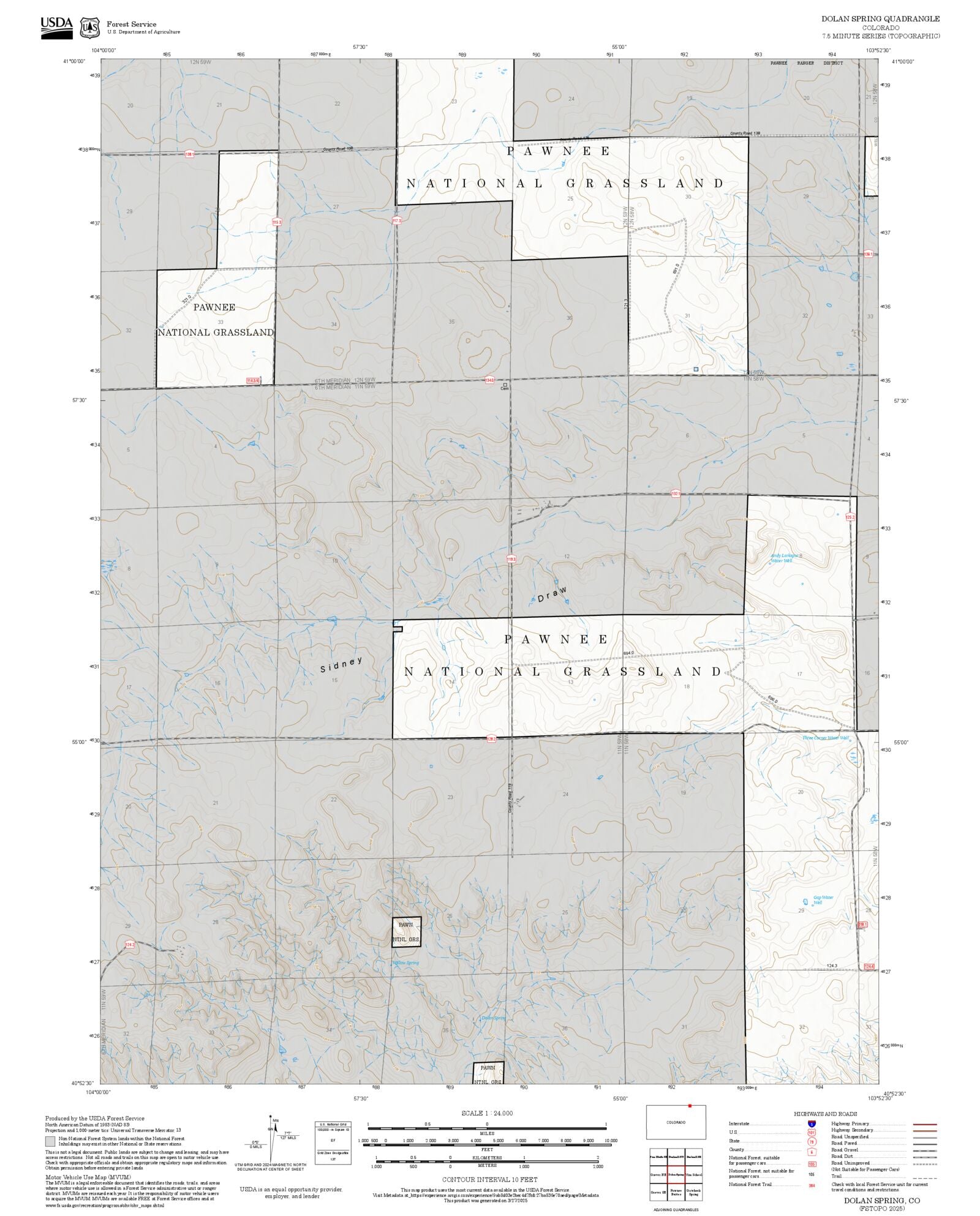 2025 Forest Service Topo Map of Dolan Spring Colorado – MyTopo Map Store