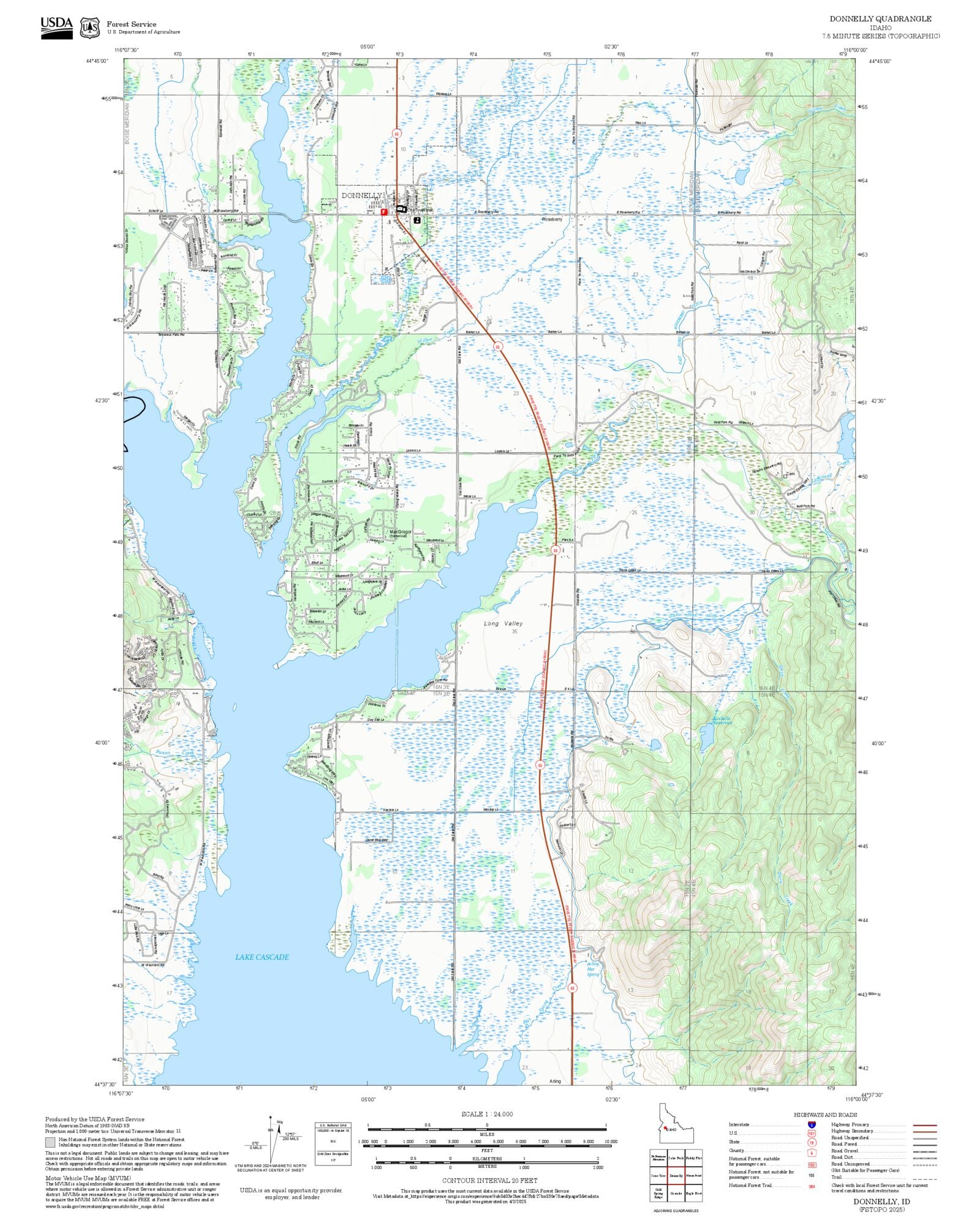 2025 Forest Service Topo Map of Donnelly Idaho – MyTopo Map Store
