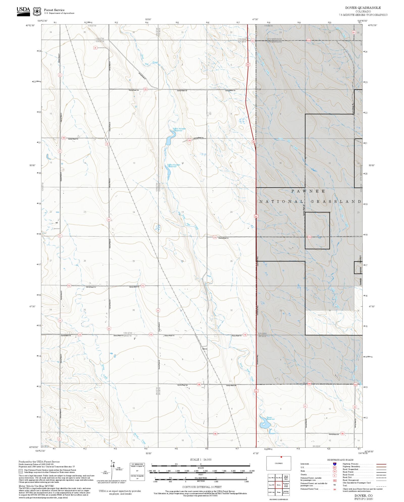 2025 Forest Service Topo Map of Dover Colorado – MyTopo Map Store