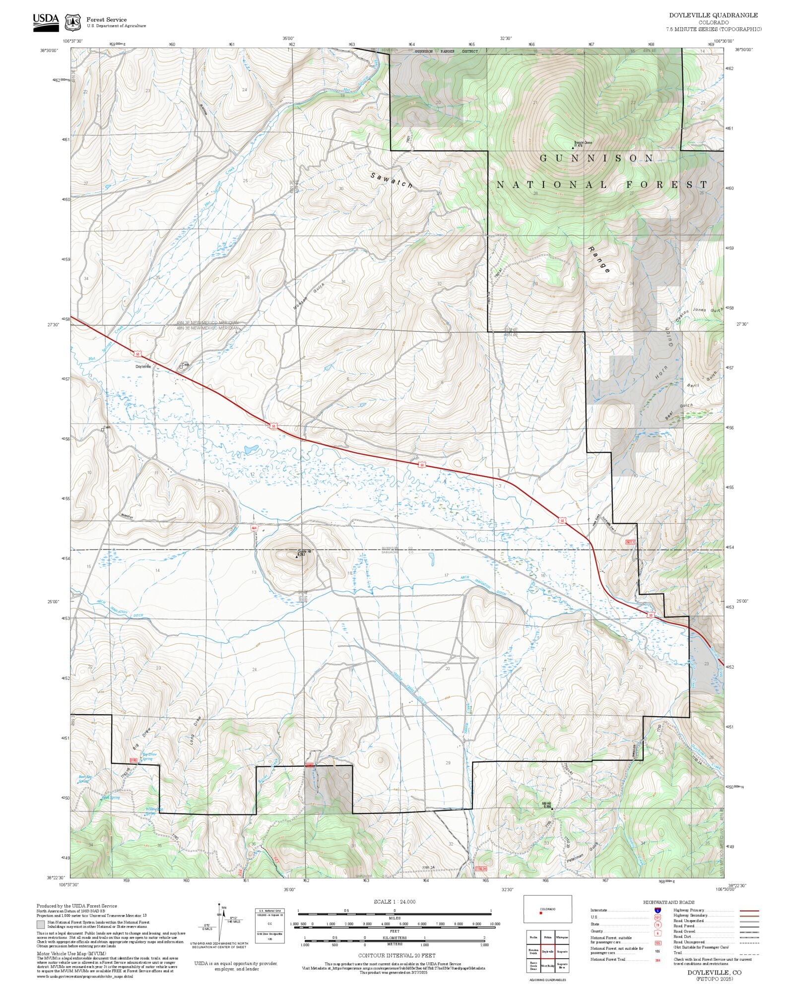 2025 Forest Service Topo Map of Doyleville Colorado – MyTopo Map Store