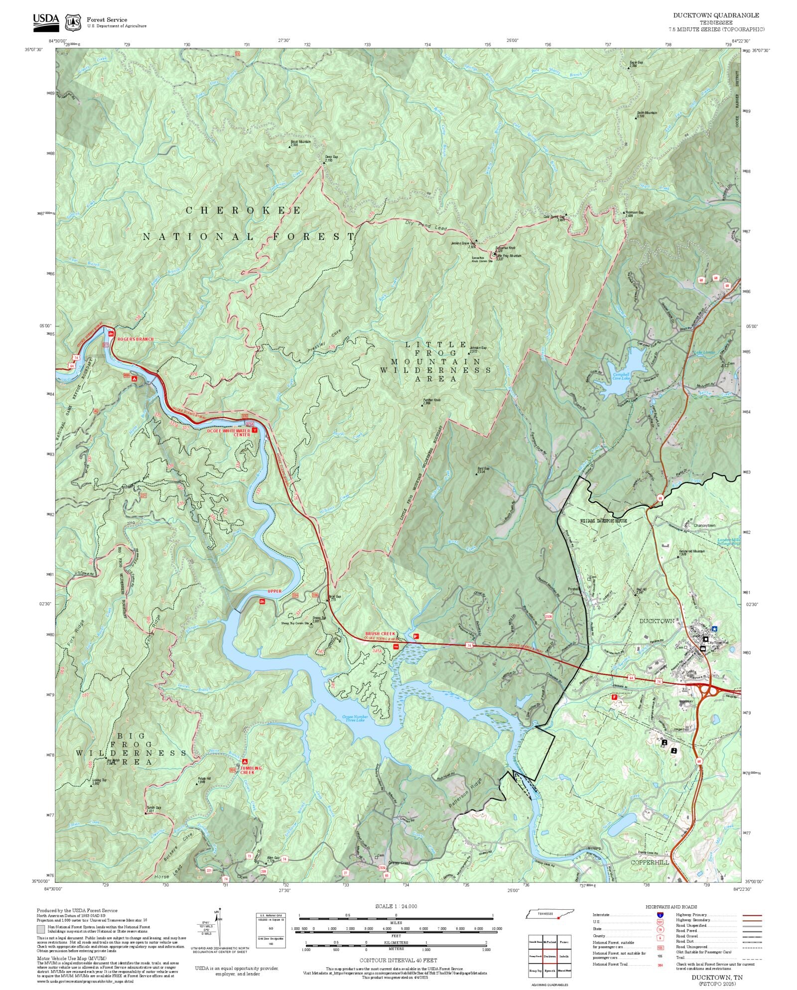 2025 Forest Service Topo Map of Ducktown Tennessee – MyTopo Map Store