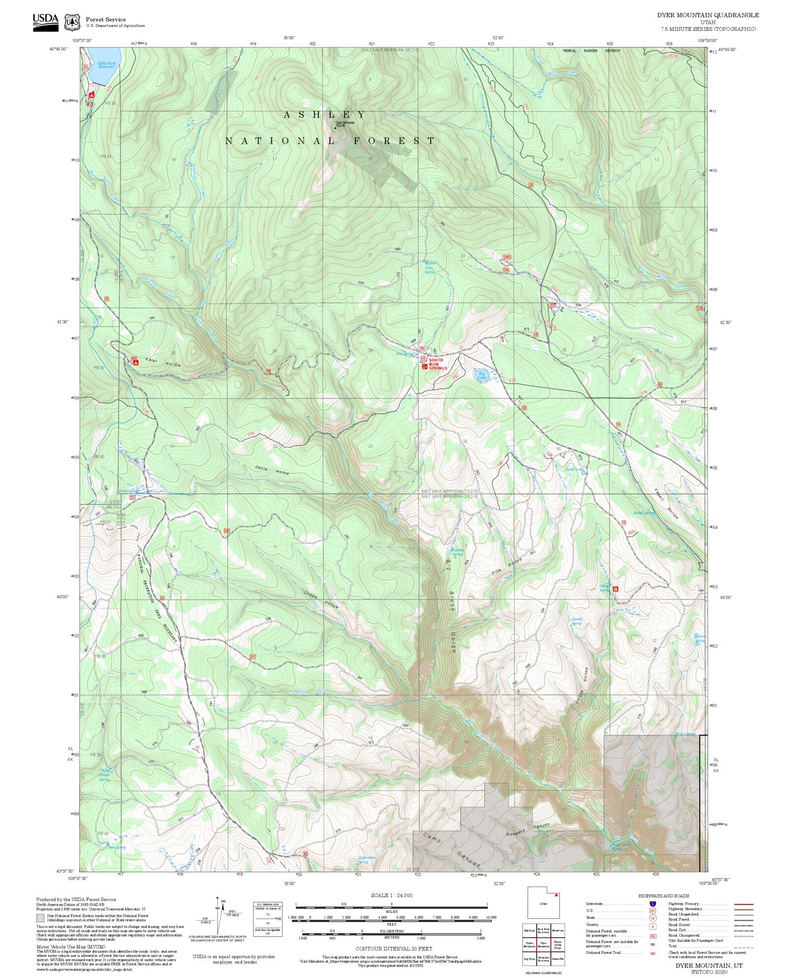 2025 Forest Service Topo Map of Dyer Mountain Utah – MyTopo Map Store