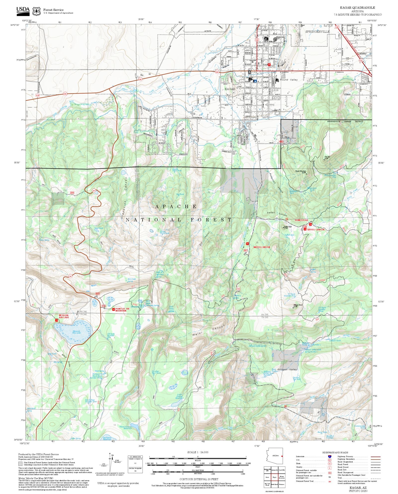 2025 Forest Service Topo Map of Eagar Arizona – MyTopo Map Store
