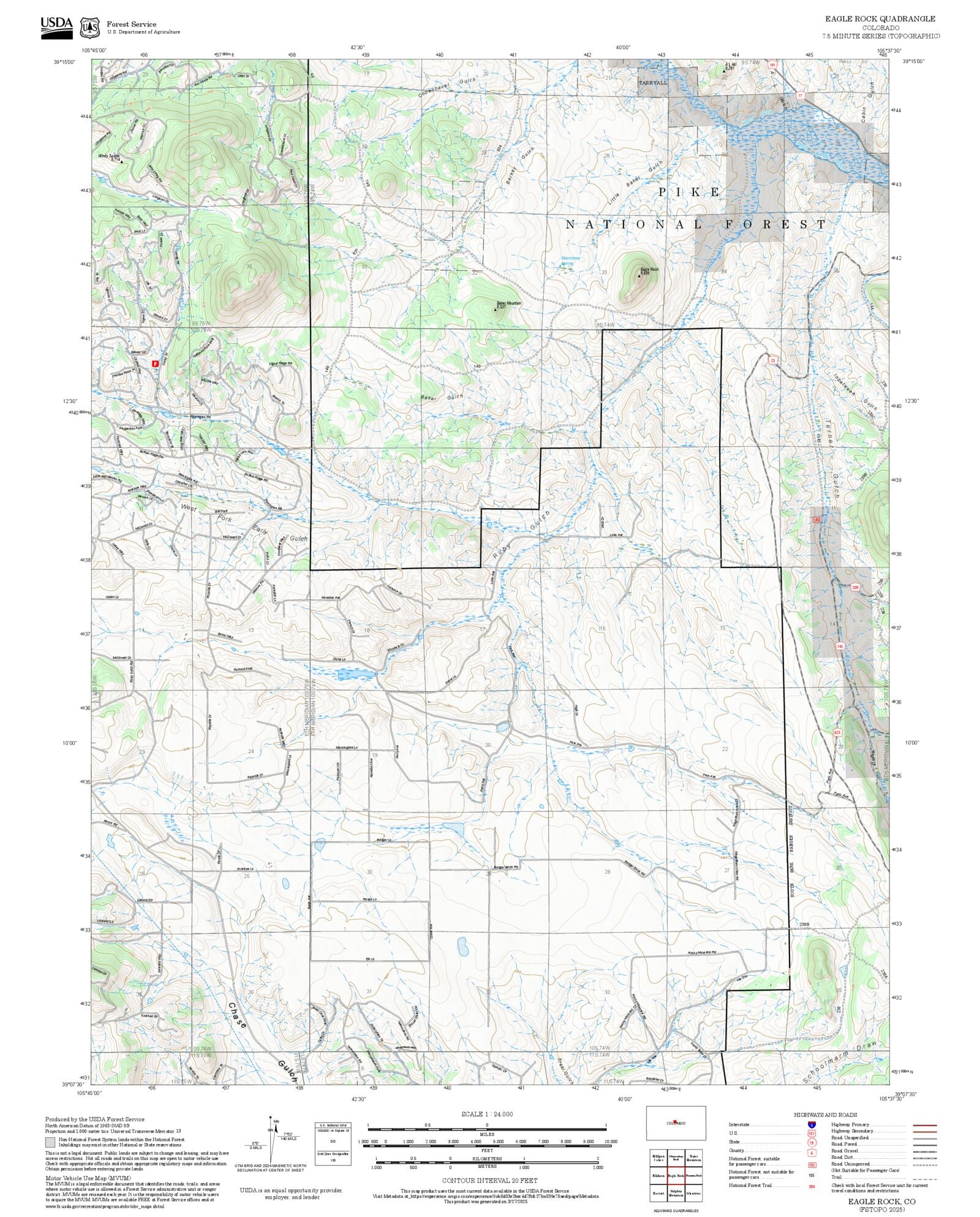 2025 Forest Service Topo Map of Eagle Rock Colorado – MyTopo Map Store