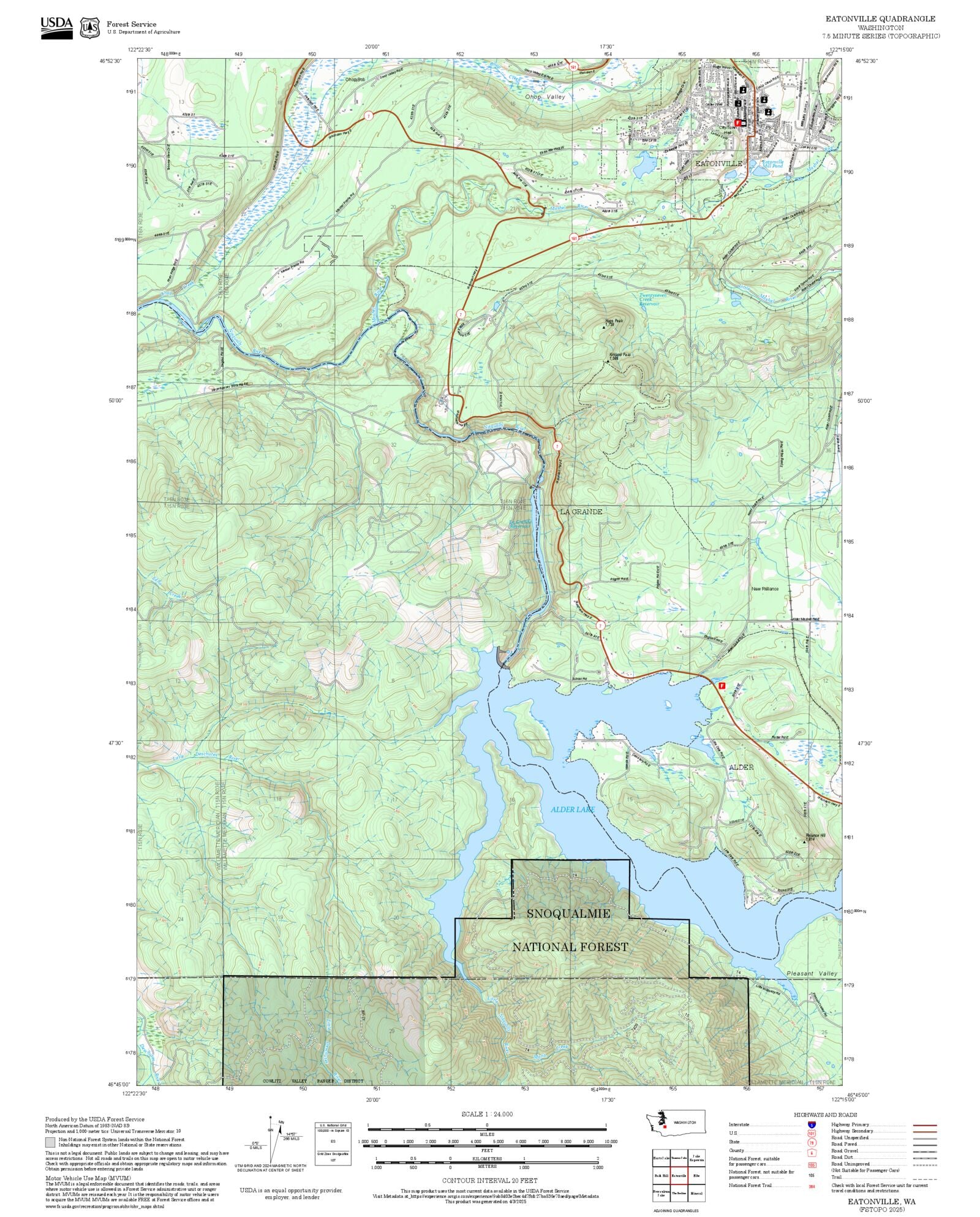 2025 Forest Service Topo Map of Eatonville Washington – MyTopo Map Store