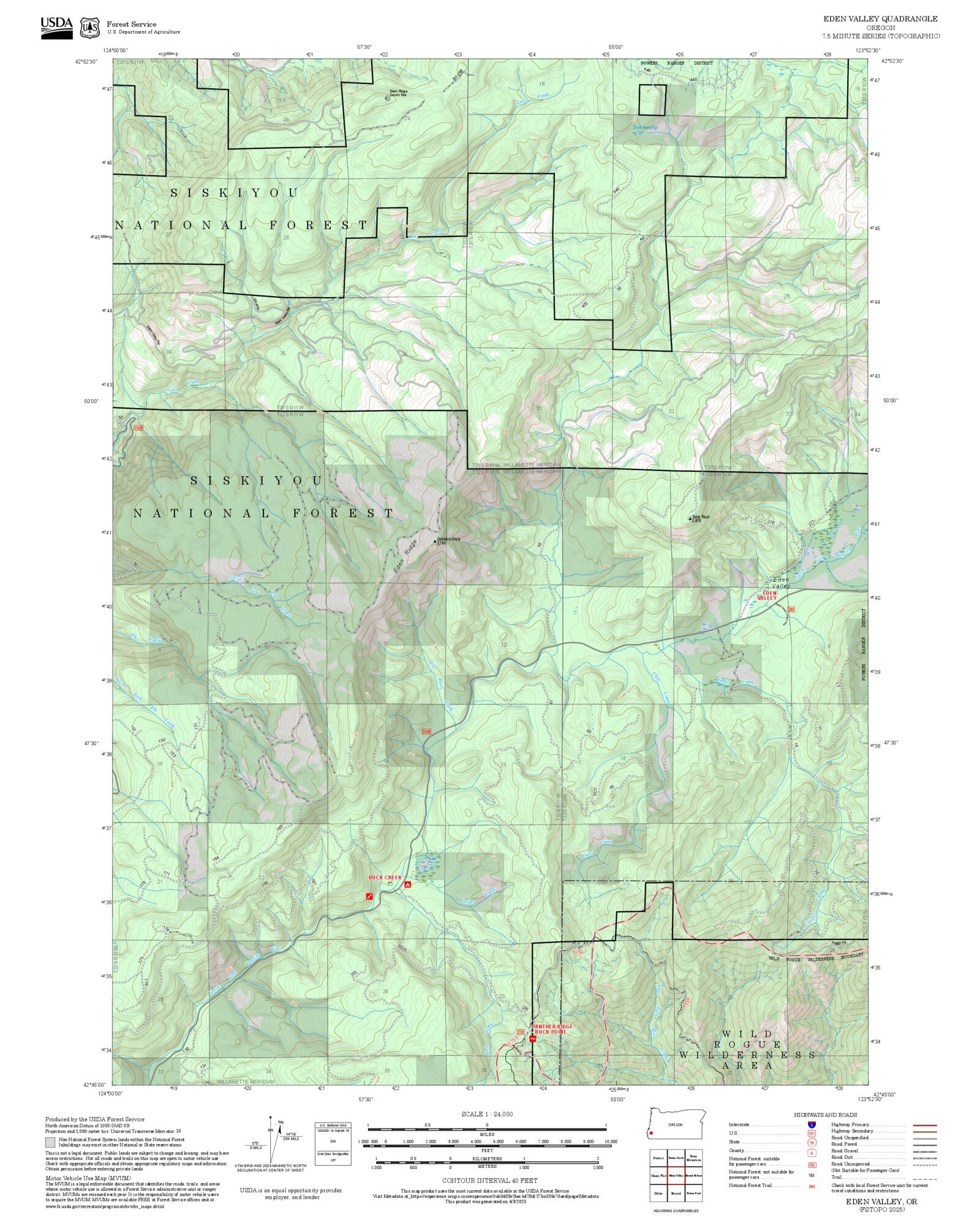 2025 Forest Service Topo Map of Eden Valley Oregon – MyTopo Map Store