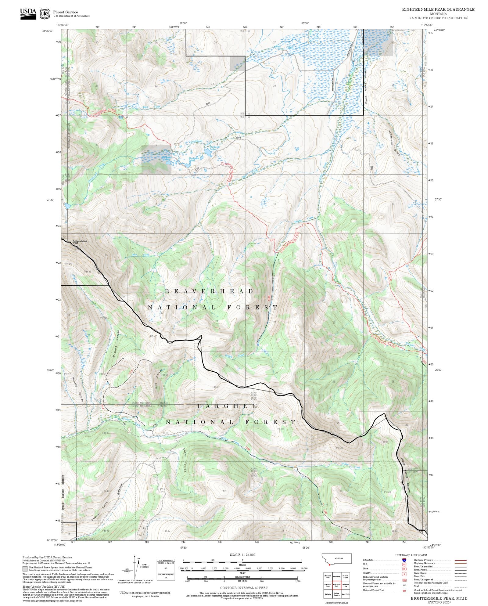2025 Forest Service Topo Map of Eighteenmile Peak Montana – MyTopo Map ...