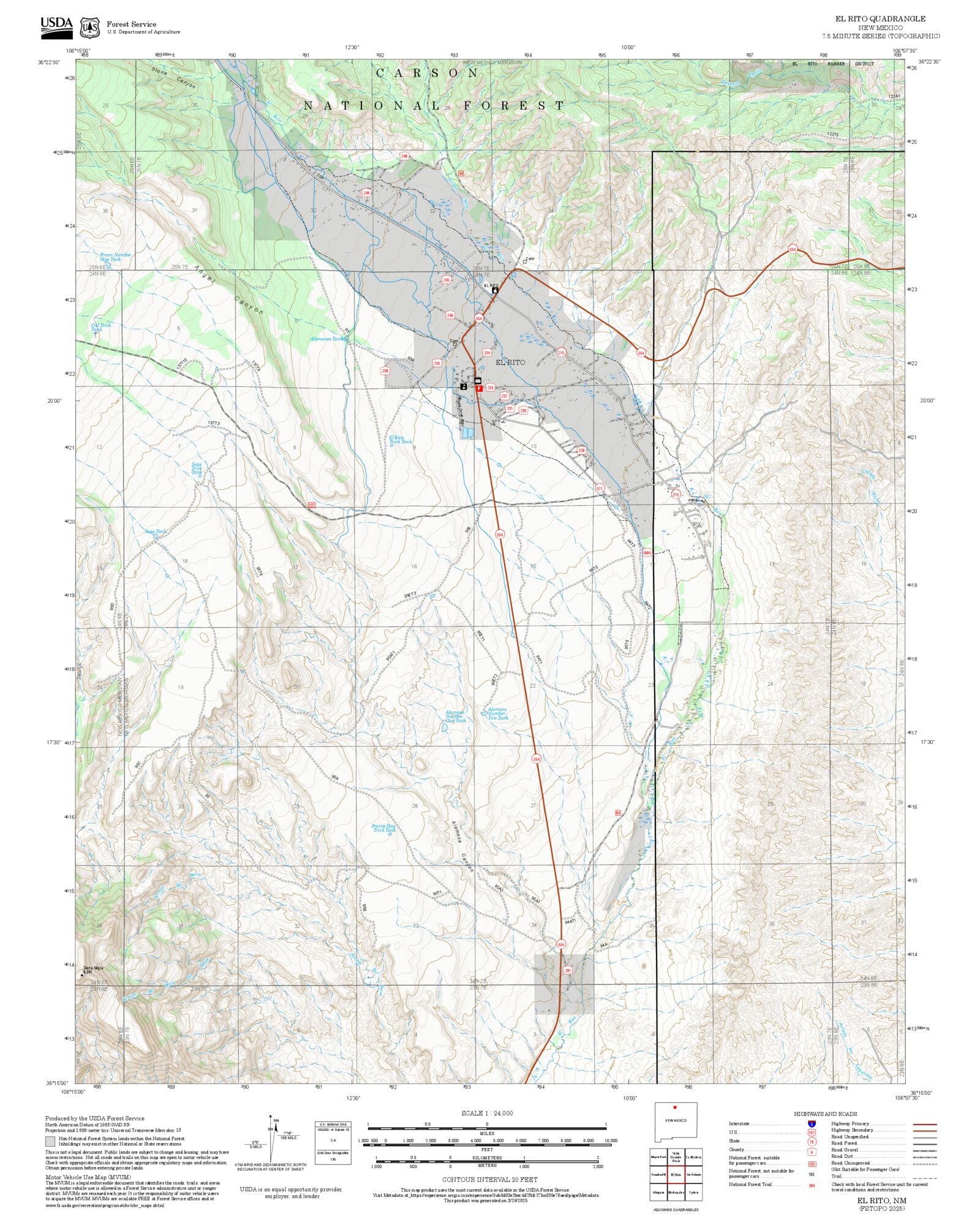 2025 Forest Service Topo Map of El Rito New Mexico – MyTopo Map Store