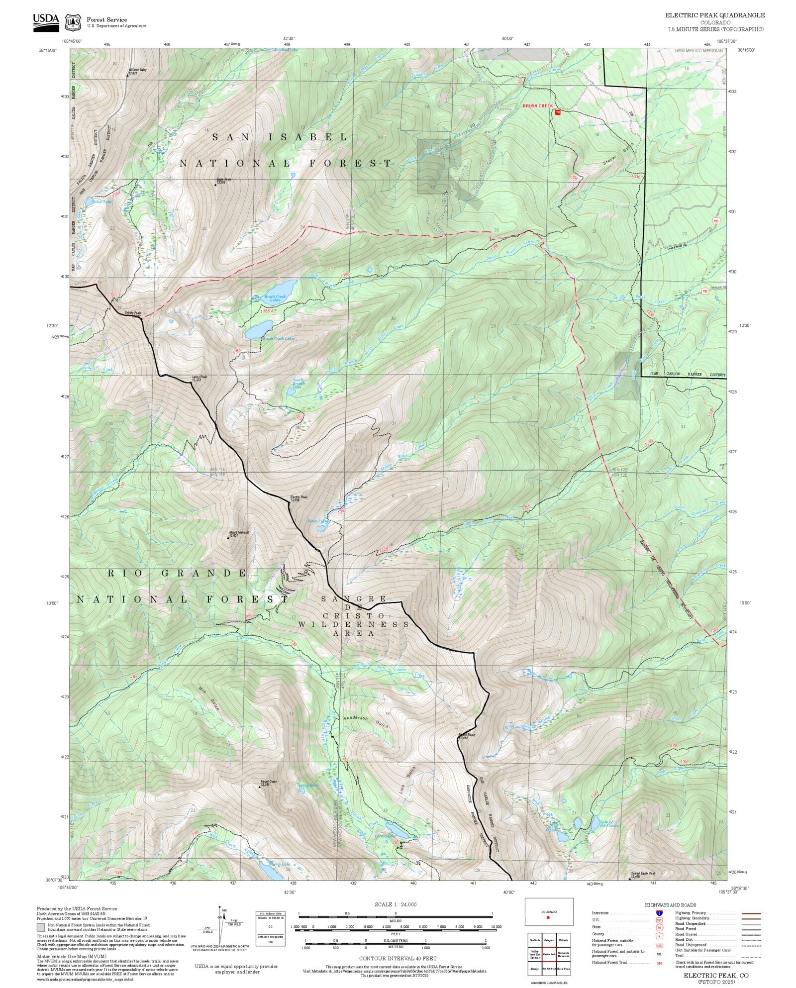 2025 Forest Service Topo Map of Electric Peak Colorado – MyTopo Map Store