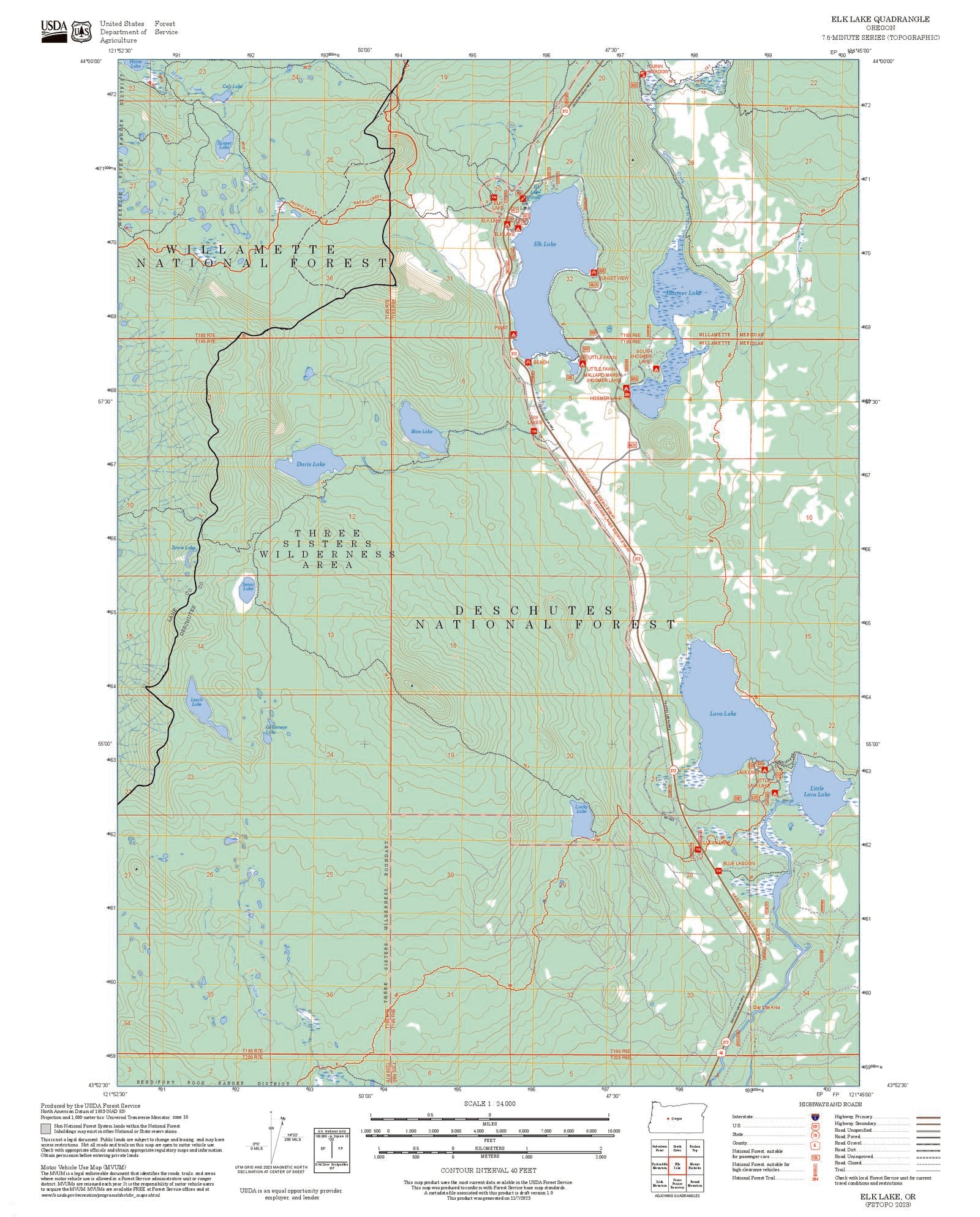2025 Forest Service Topo Map of Elk Lake Oregon – MyTopo Map Store