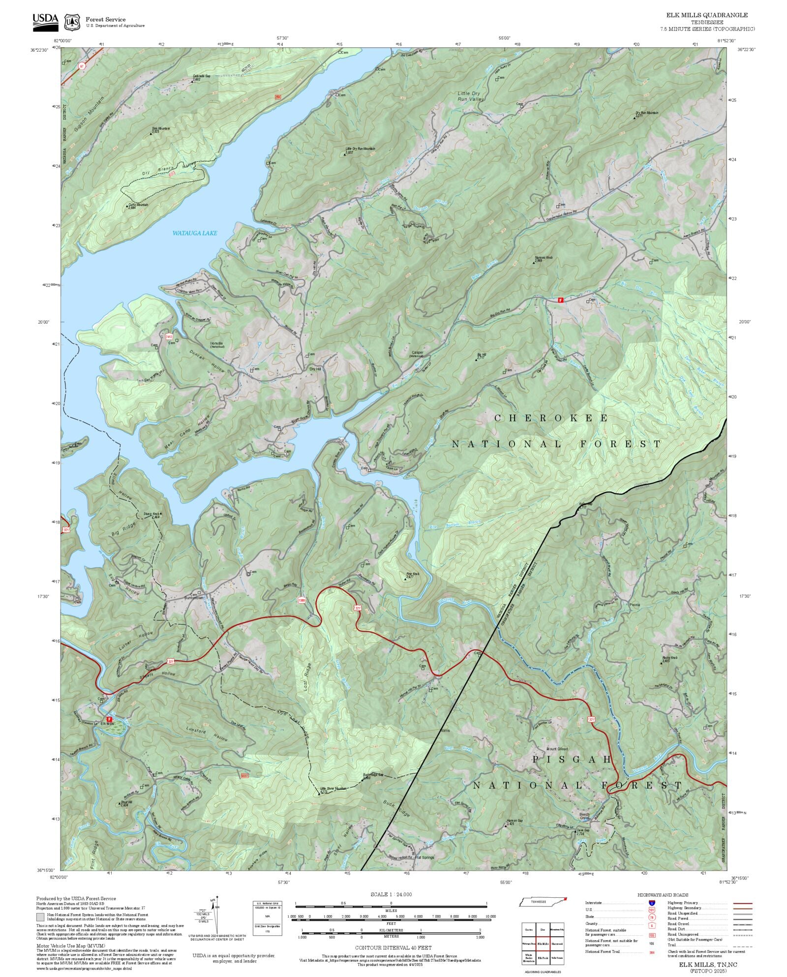 2025 Forest Service Topo Map of Elk Mills Tennessee – MyTopo Map Store
