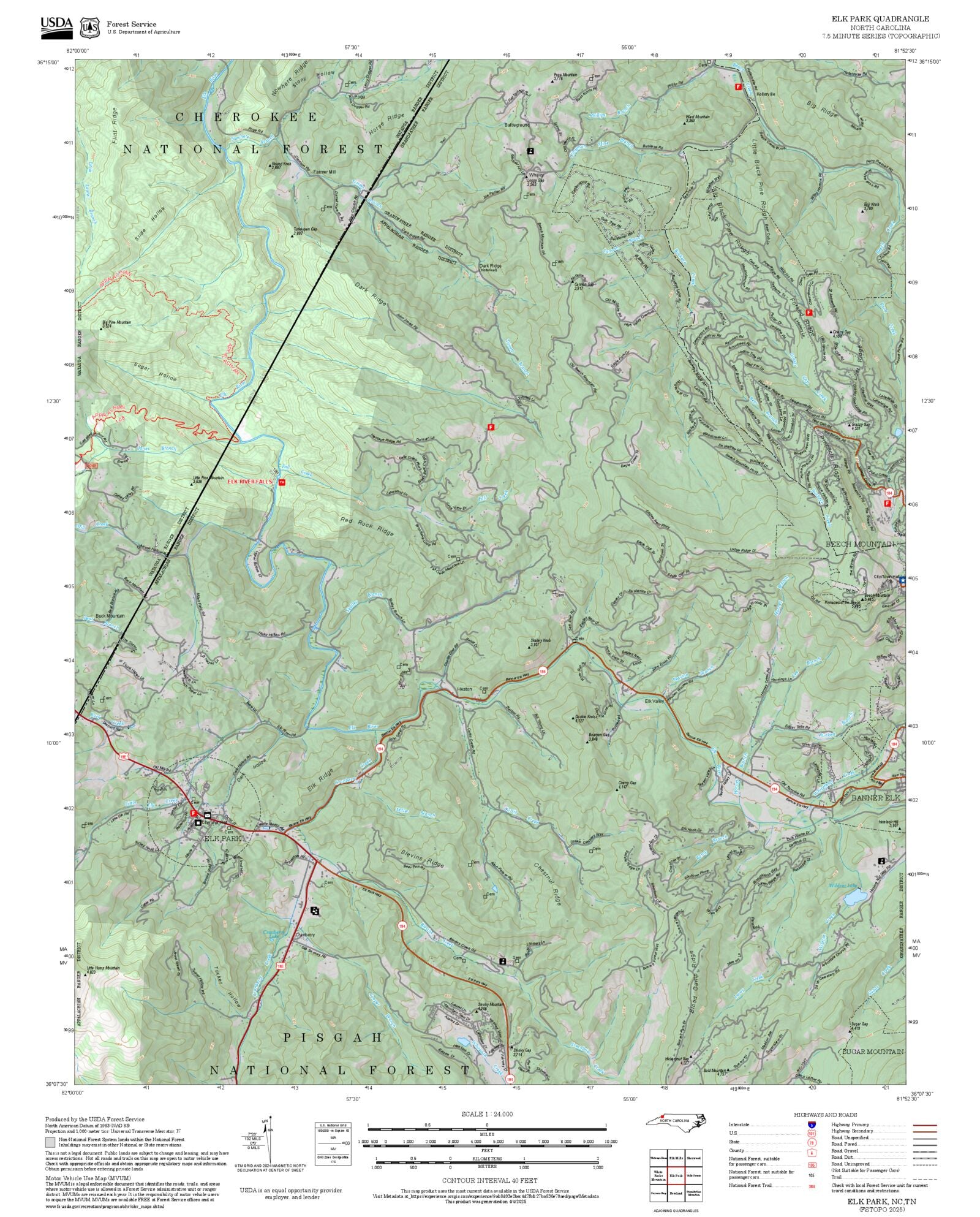 2025 Forest Service Topo Map of Elk Park North Carolina – MyTopo Map Store