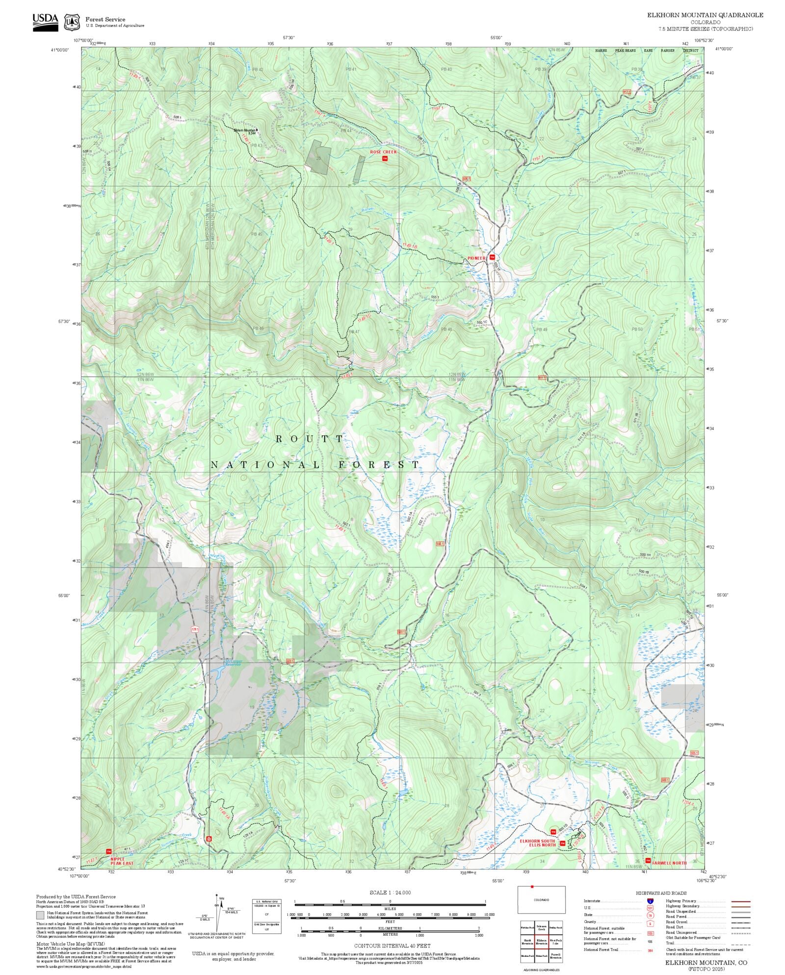2025 Forest Service Topo Map of Elkhorn Mountain Colorado – MyTopo Map ...