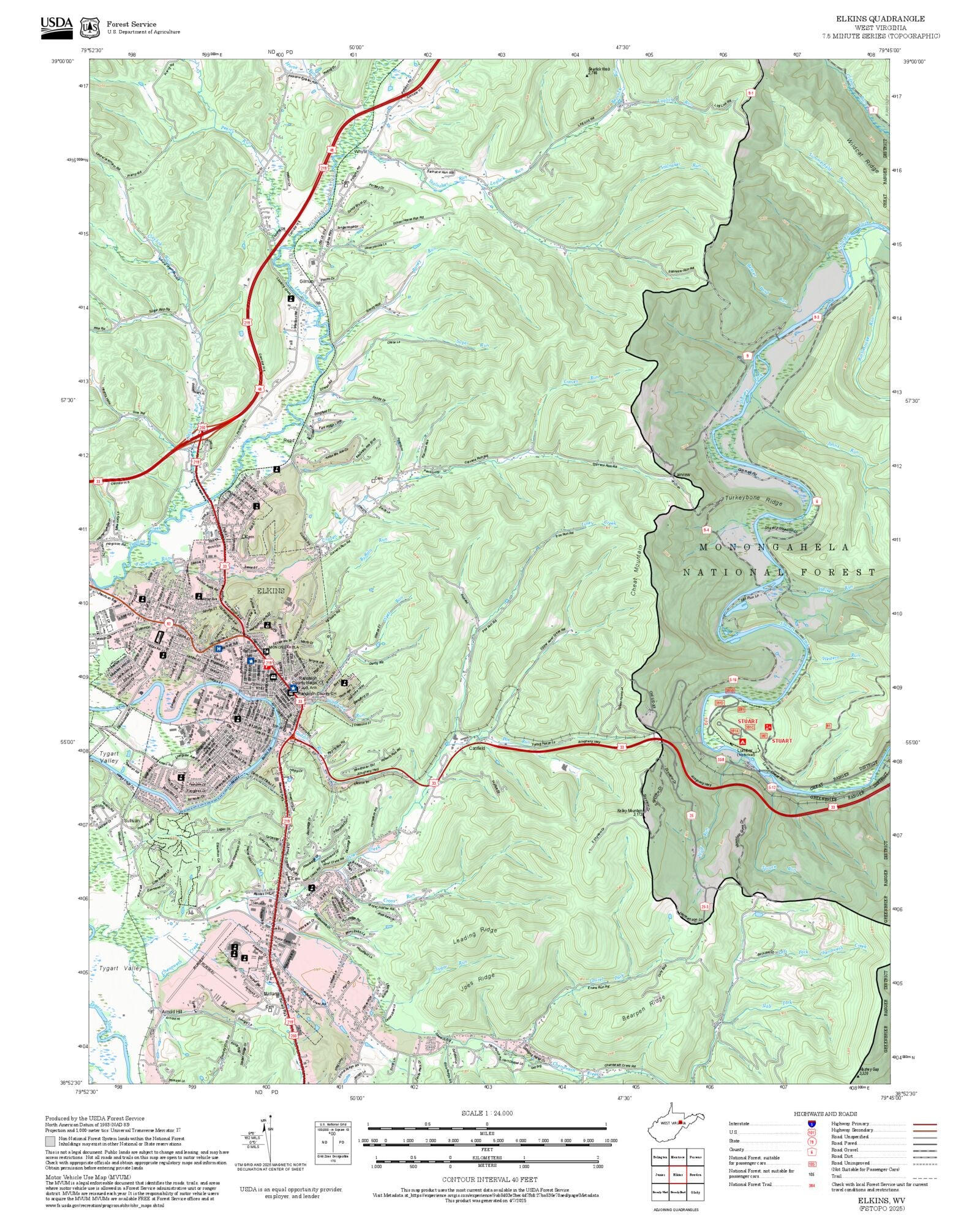 2025 Forest Service Topo Map of Elkins West Virginia – MyTopo Map Store