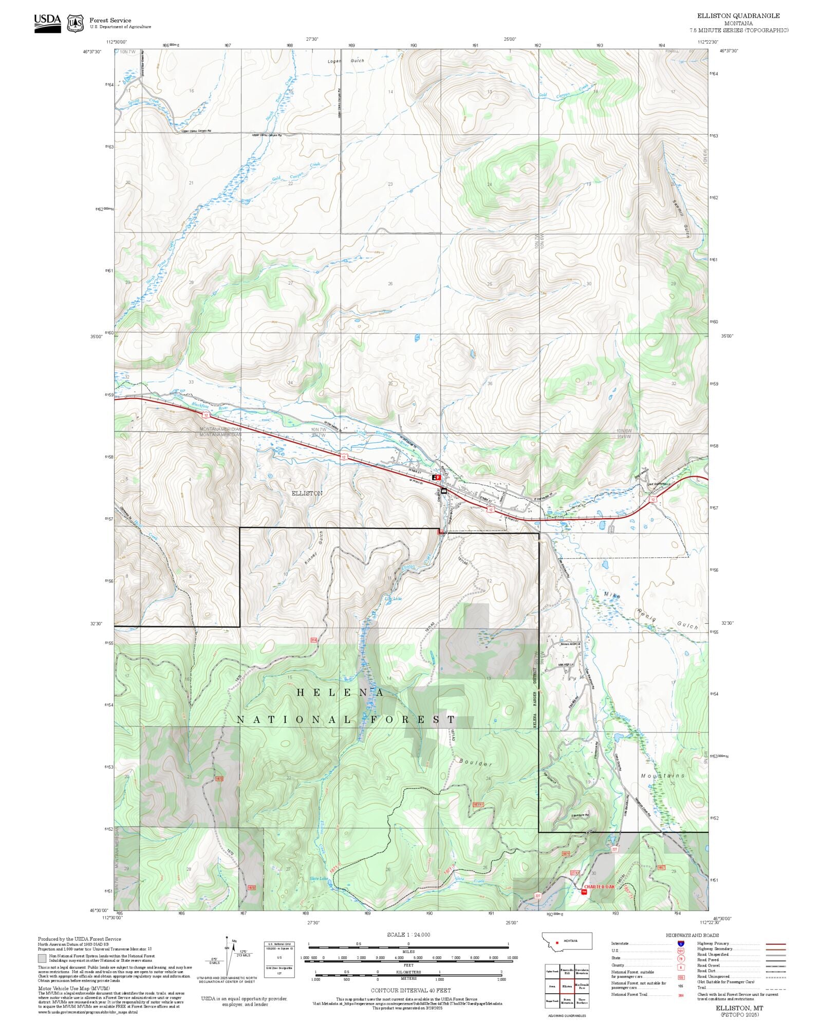 2025 Forest Service Topo Map of Elliston Montana – MyTopo Map Store