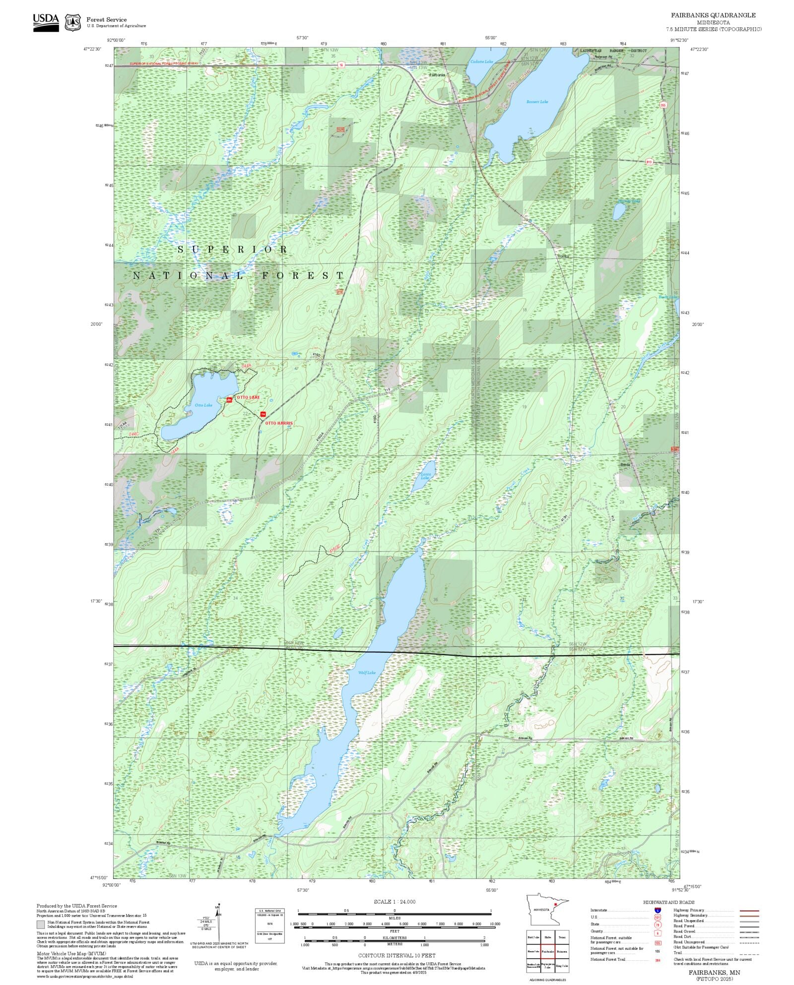 2025 Forest Service Topo Map of Fairbanks Minnesota – MyTopo Map Store