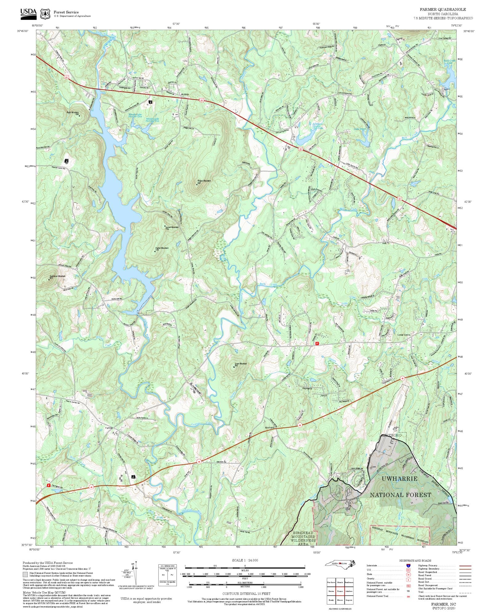 2025 Forest Service Topo Map of Farmer North Carolina – MyTopo Map Store