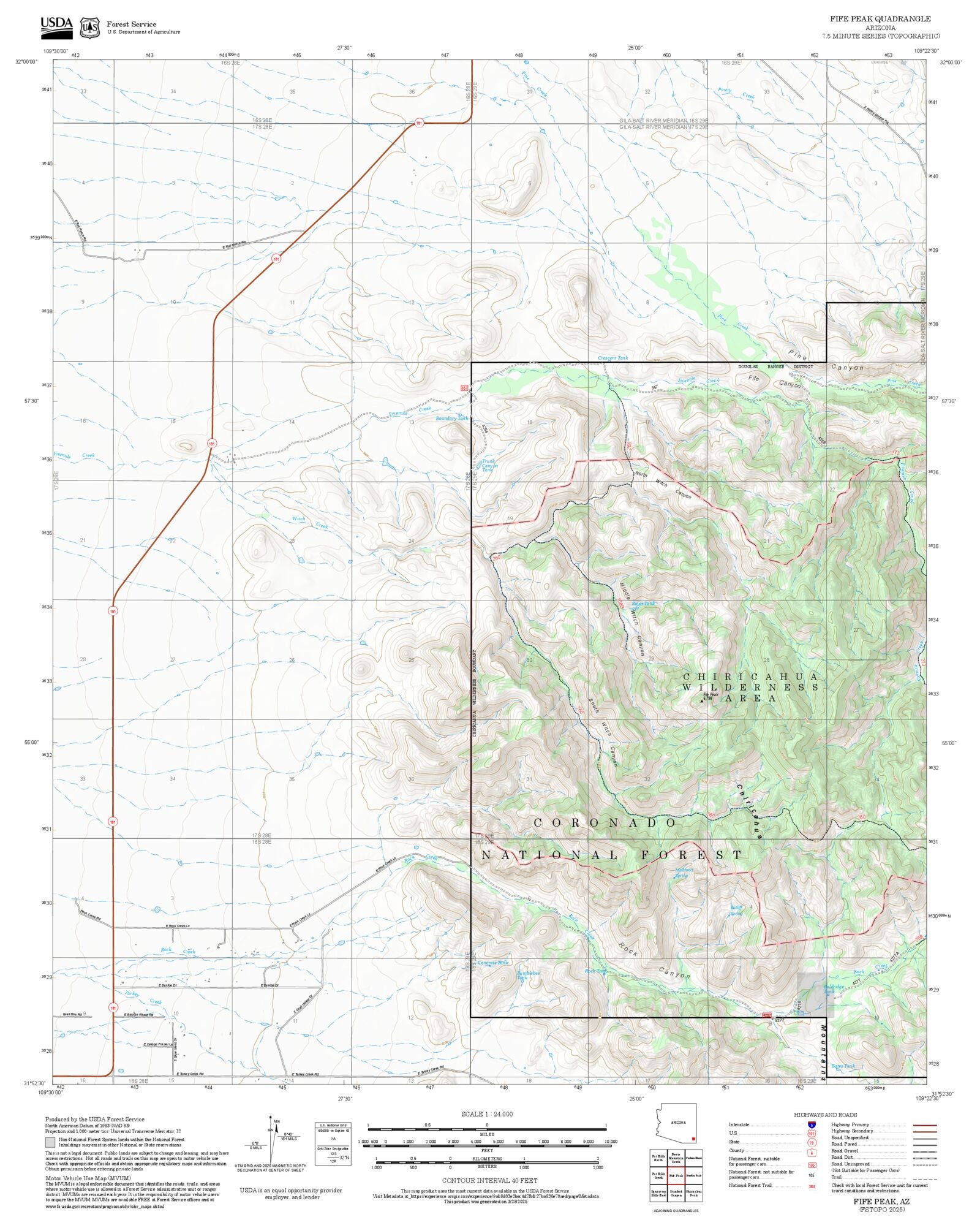 2025 Forest Service Topo Map of Fife Peak Arizona – MyTopo Map Store