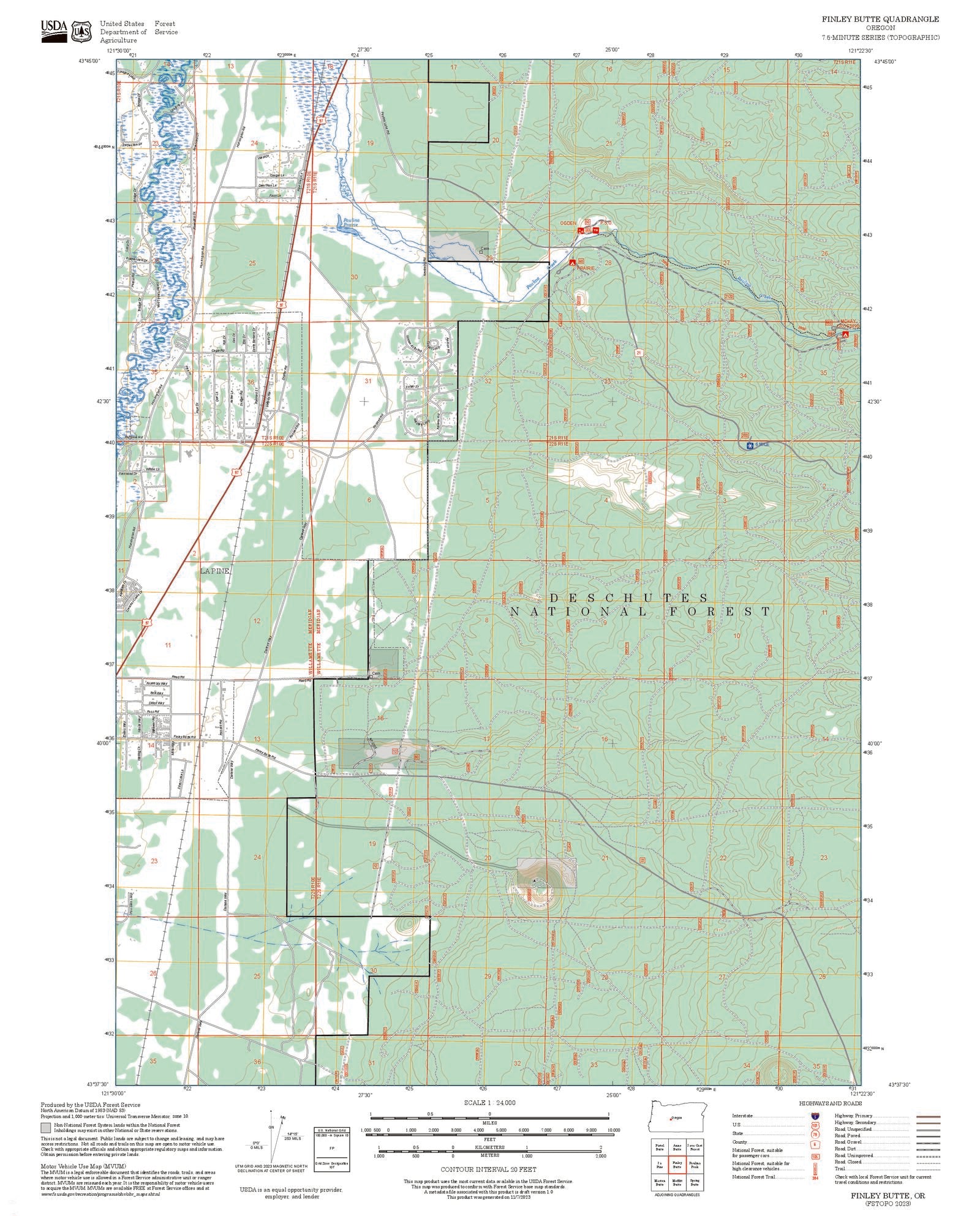 2025 Forest Service Topo Map of Finley Butte Oregon – MyTopo Map Store