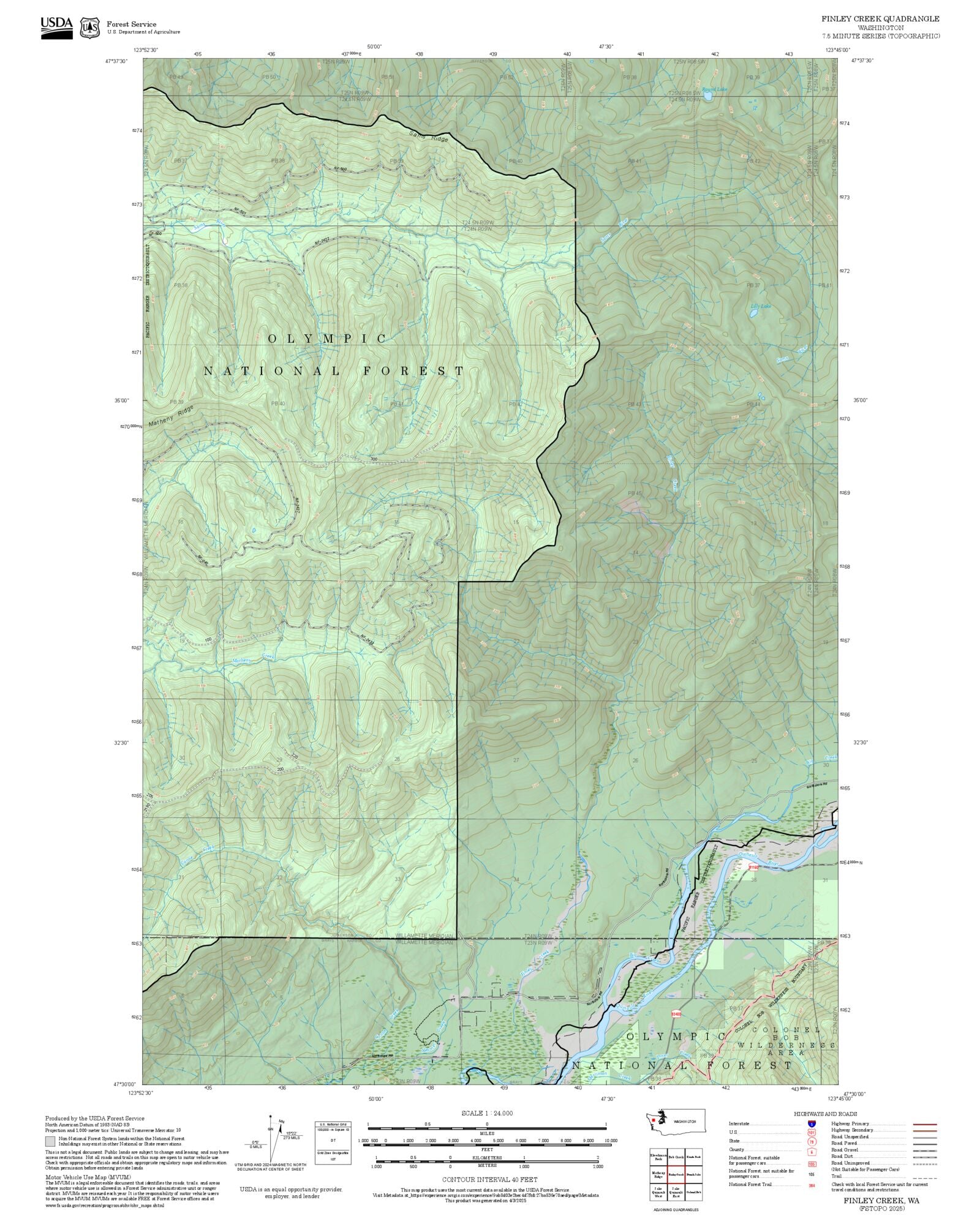 2025 Forest Service Topo Map of Finley Creek Washington – MyTopo Map Store