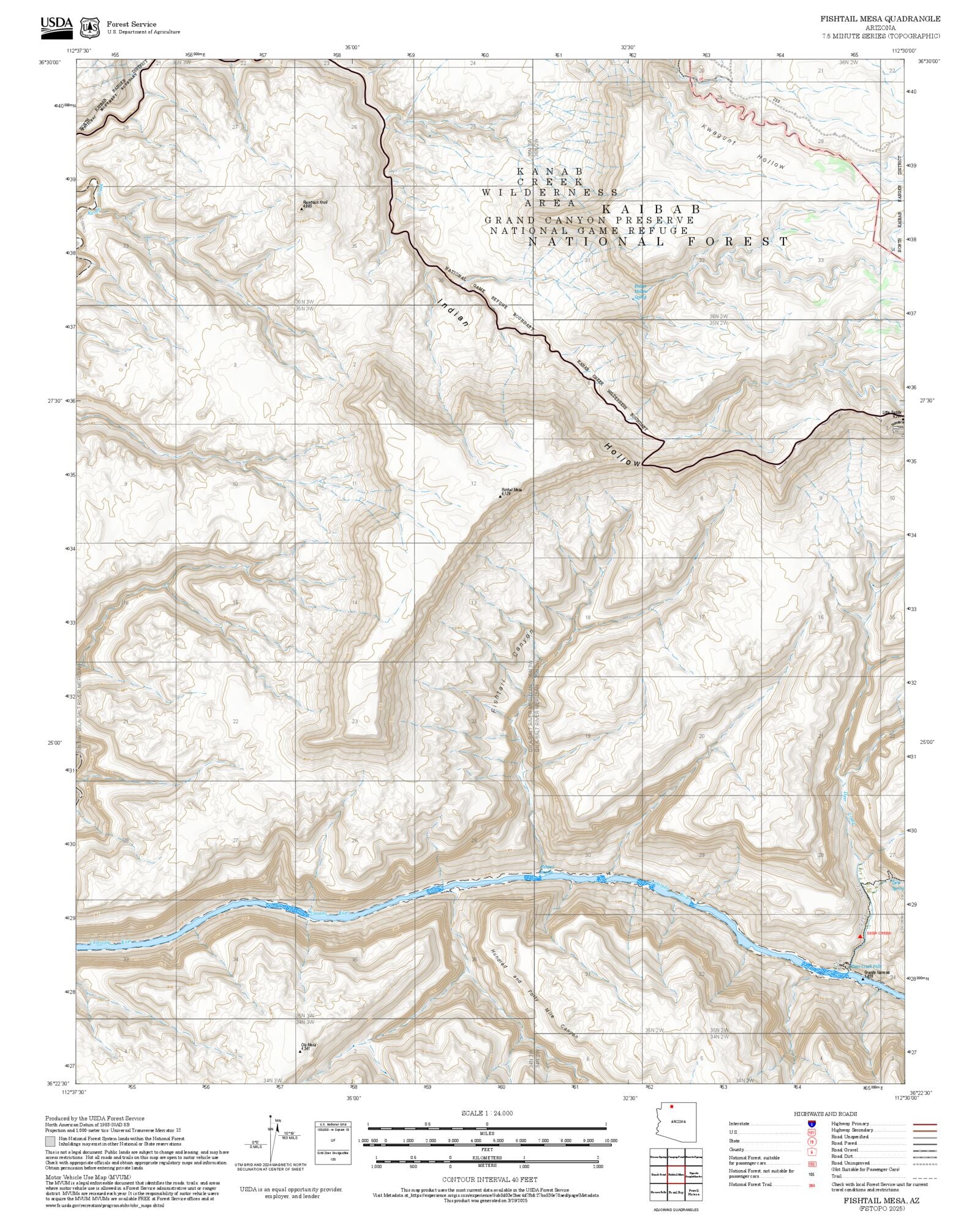 2025 Forest Service Topo Map of Fishtail Mesa Arizona – MyTopo Map Store
