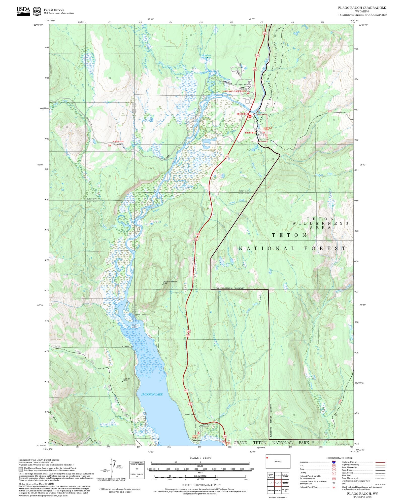 2025 Forest Service Topo Map of Flagg Ranch Wyoming – MyTopo Map Store